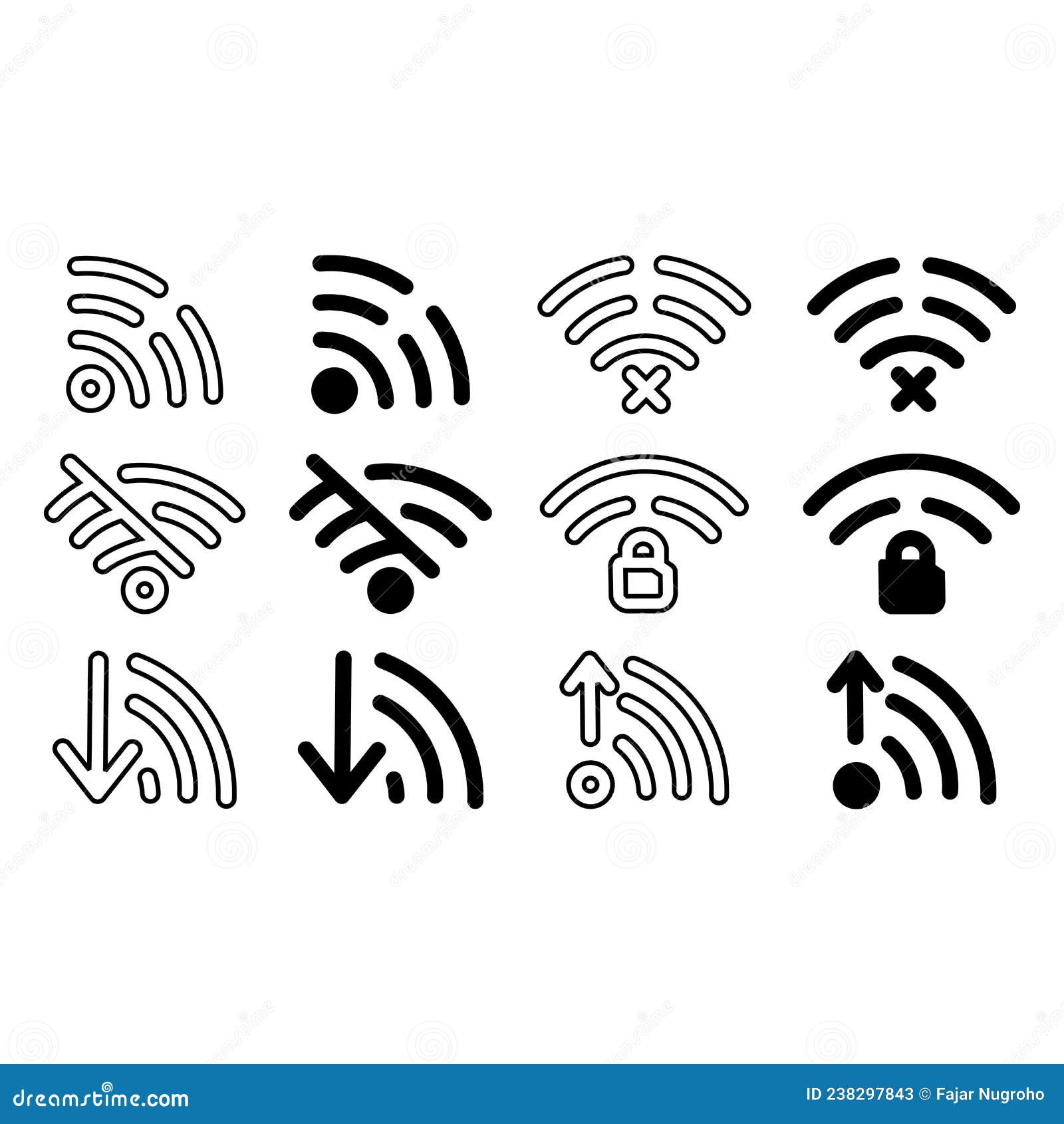 Different Wifi Routers With Different Symbols. Network Wi-Fi Router ...