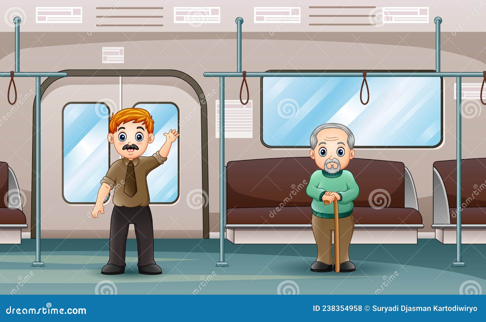 People Inside a Metro Subway Train Stock Vector - Illustration of ...