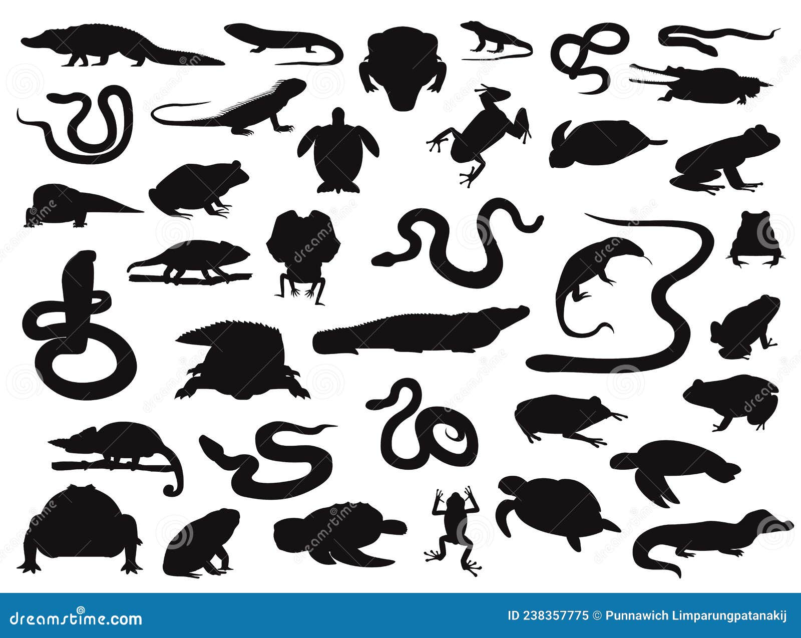 Reptile Silhouettes Cartoon Vector | CartoonDealer.com #12306629