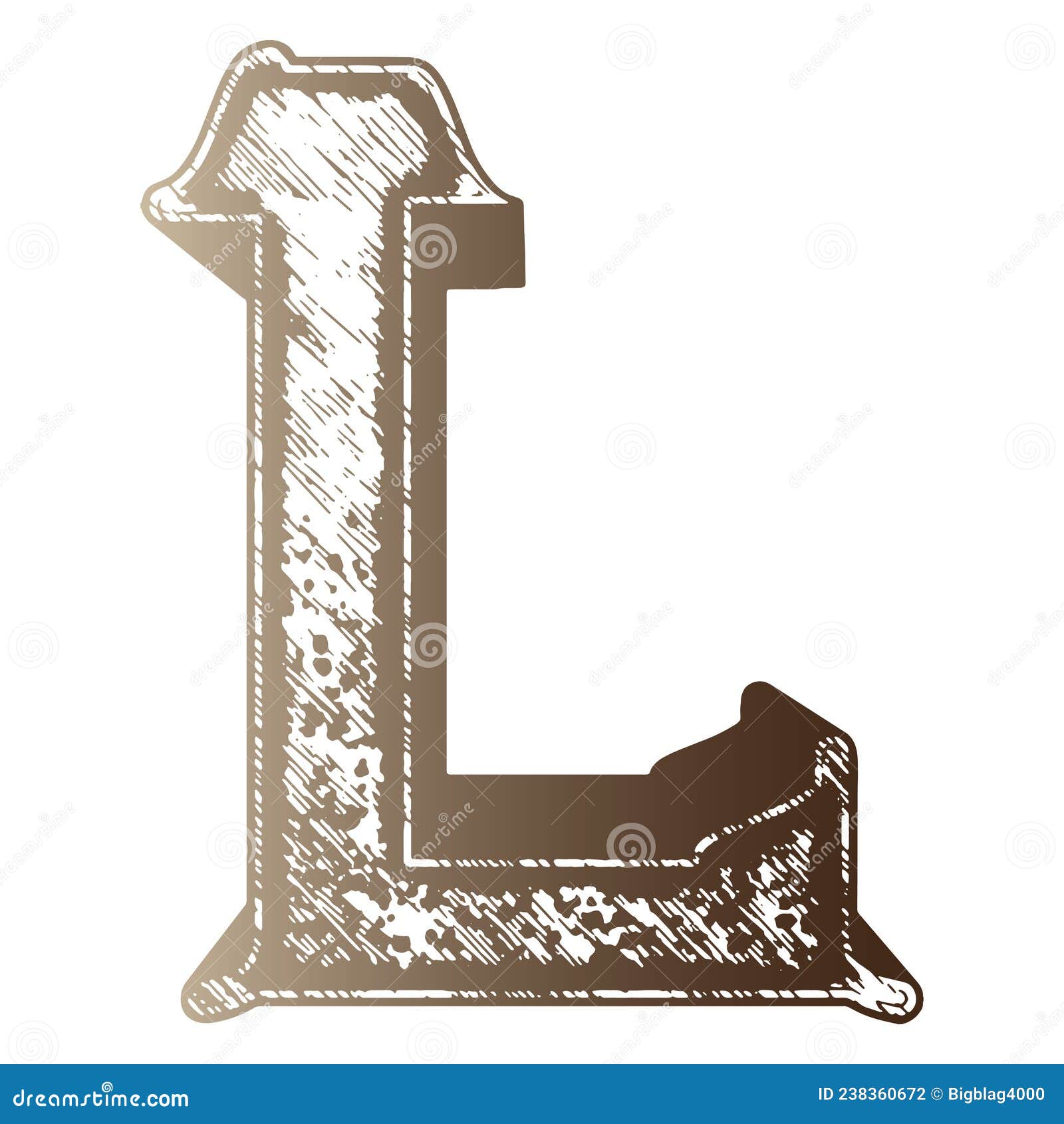 Ancient Art Font.Brown Decorative Letter Isolated on White Background ...