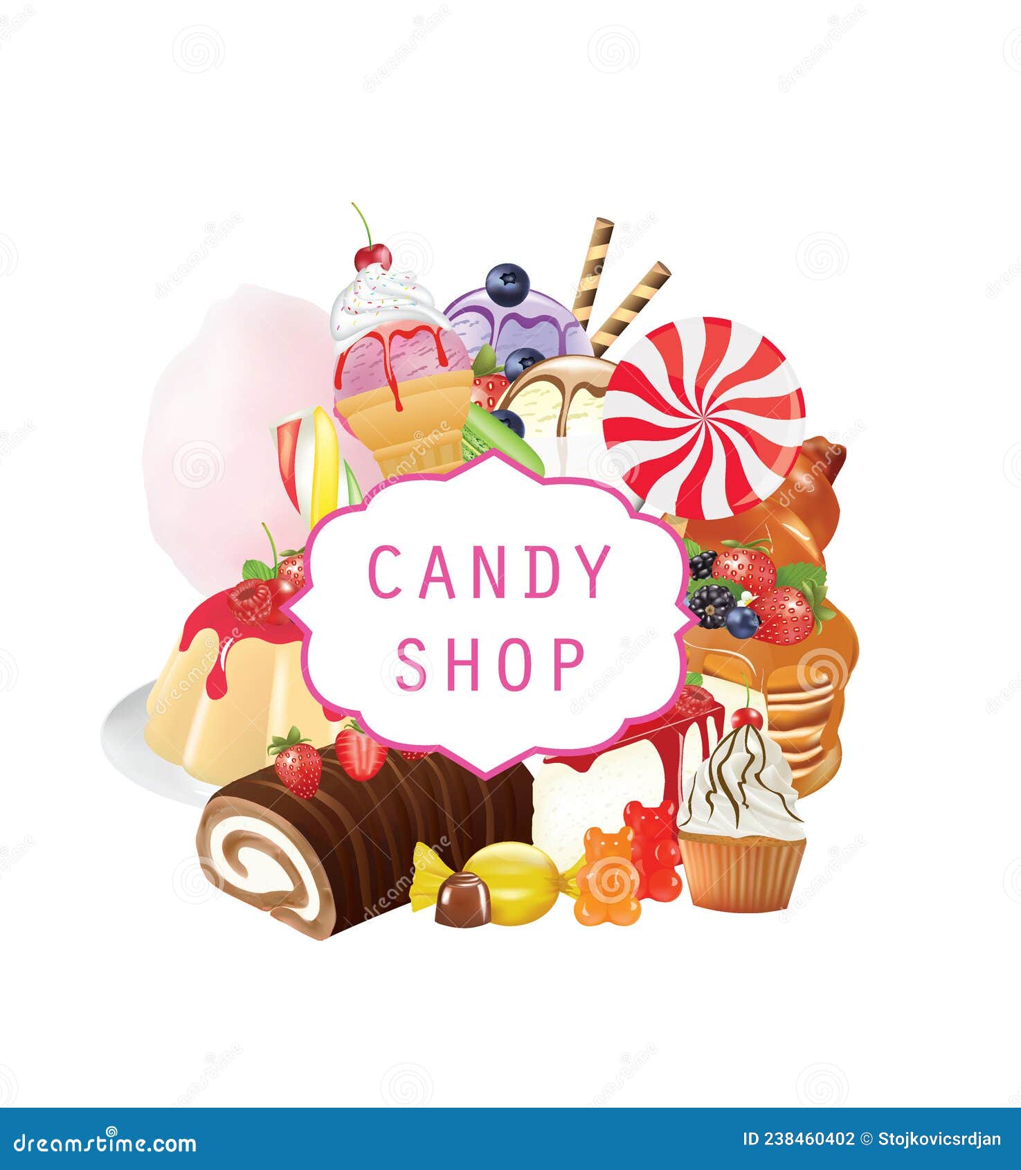 Candy shop design stock vector. Illustration of banner - 238460402