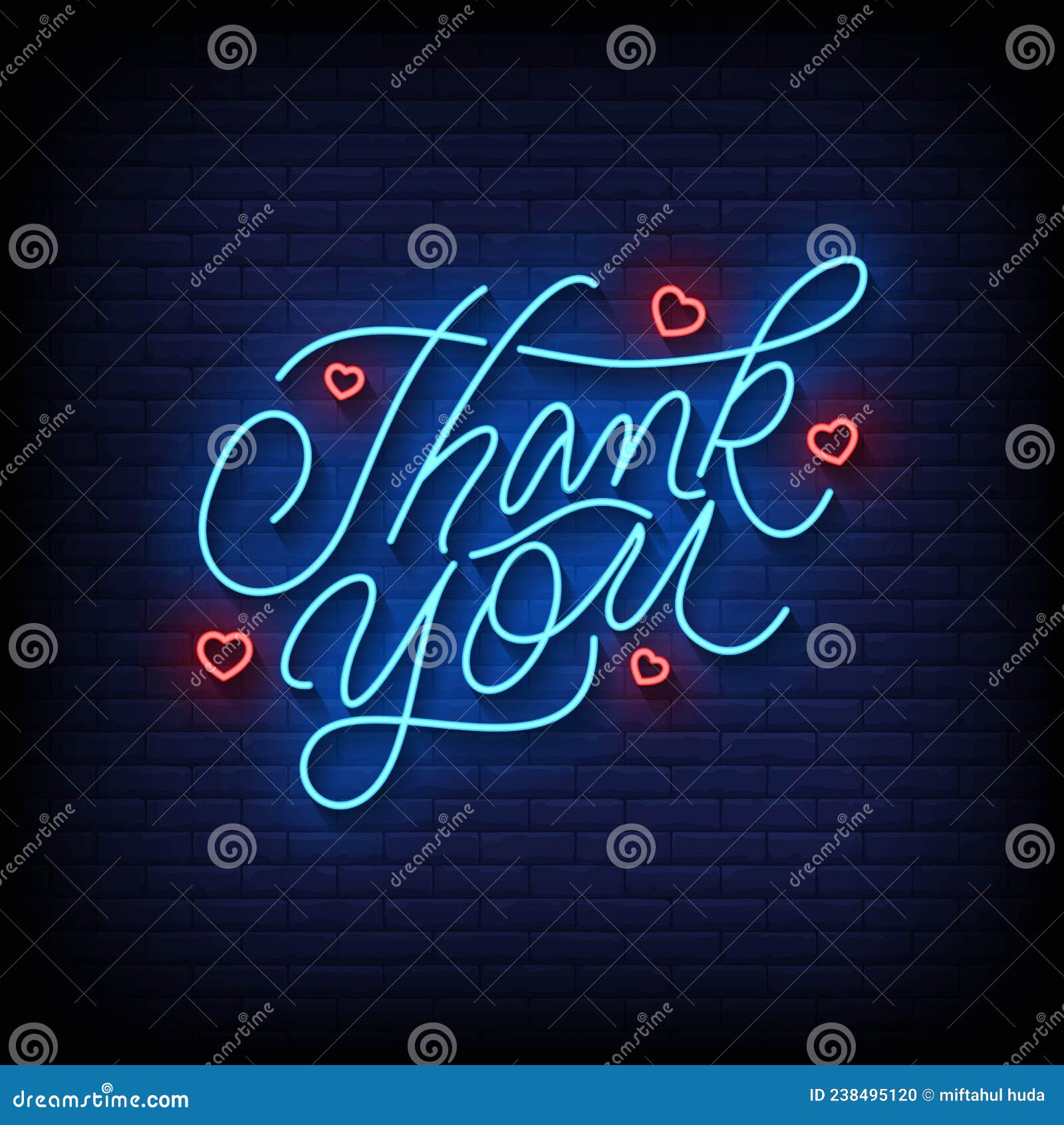 Thank You Neon Signs Style Text Vector Stock Vector - Illustration of ...