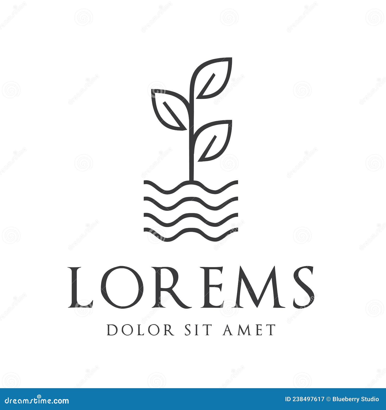 Plant Growing Logo Line Art Drawing Vector Illustration. Grow Tree Logo ...