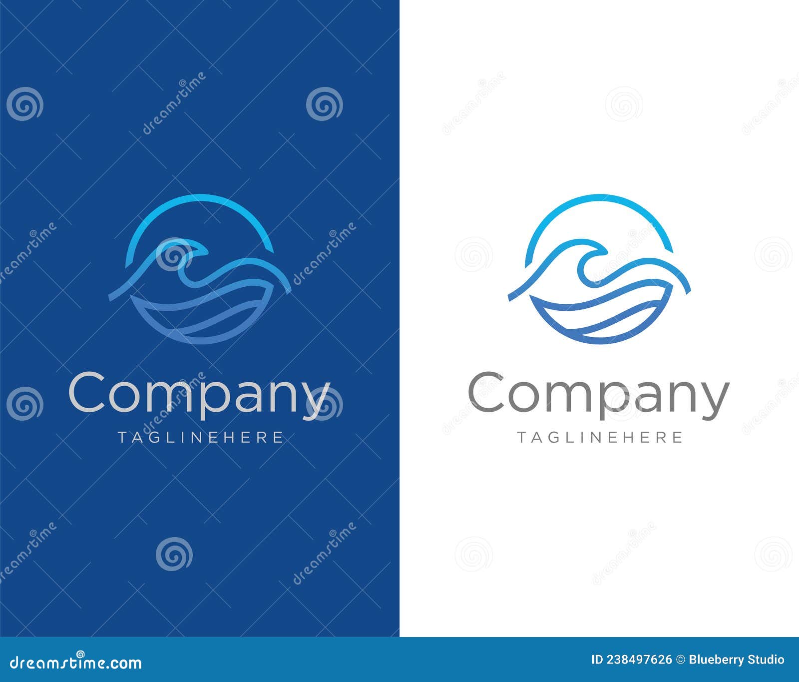 Wave Logo Line Art Vector Element. Vector Design of Ocean Waves Line ...