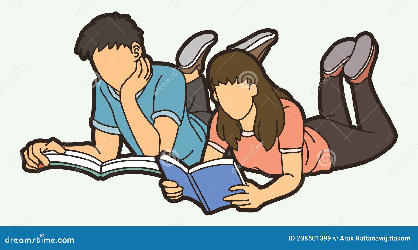 Group of Children Reading Books Together Cartoon Silhouette Graphic ...