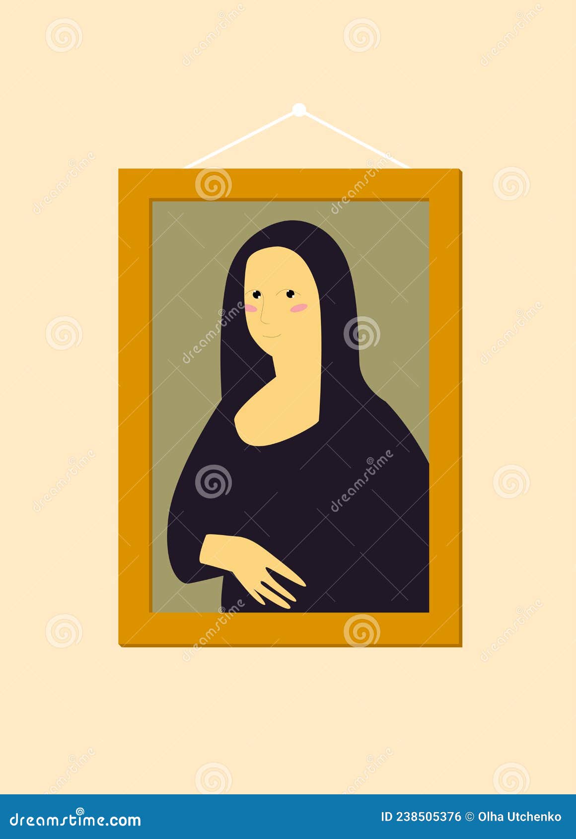 Print. the Mona Lisa in a Very Simple Style Stock Vector - Illustration ...