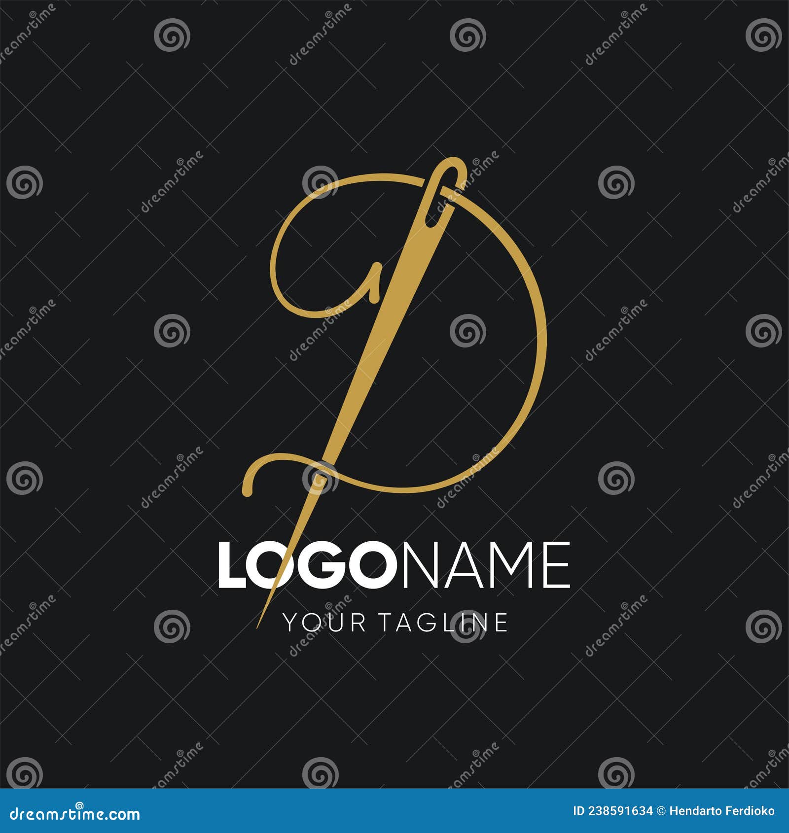 Letter D Sewing Needle Logo Design Vector Icon Graphic Stock Vector ...
