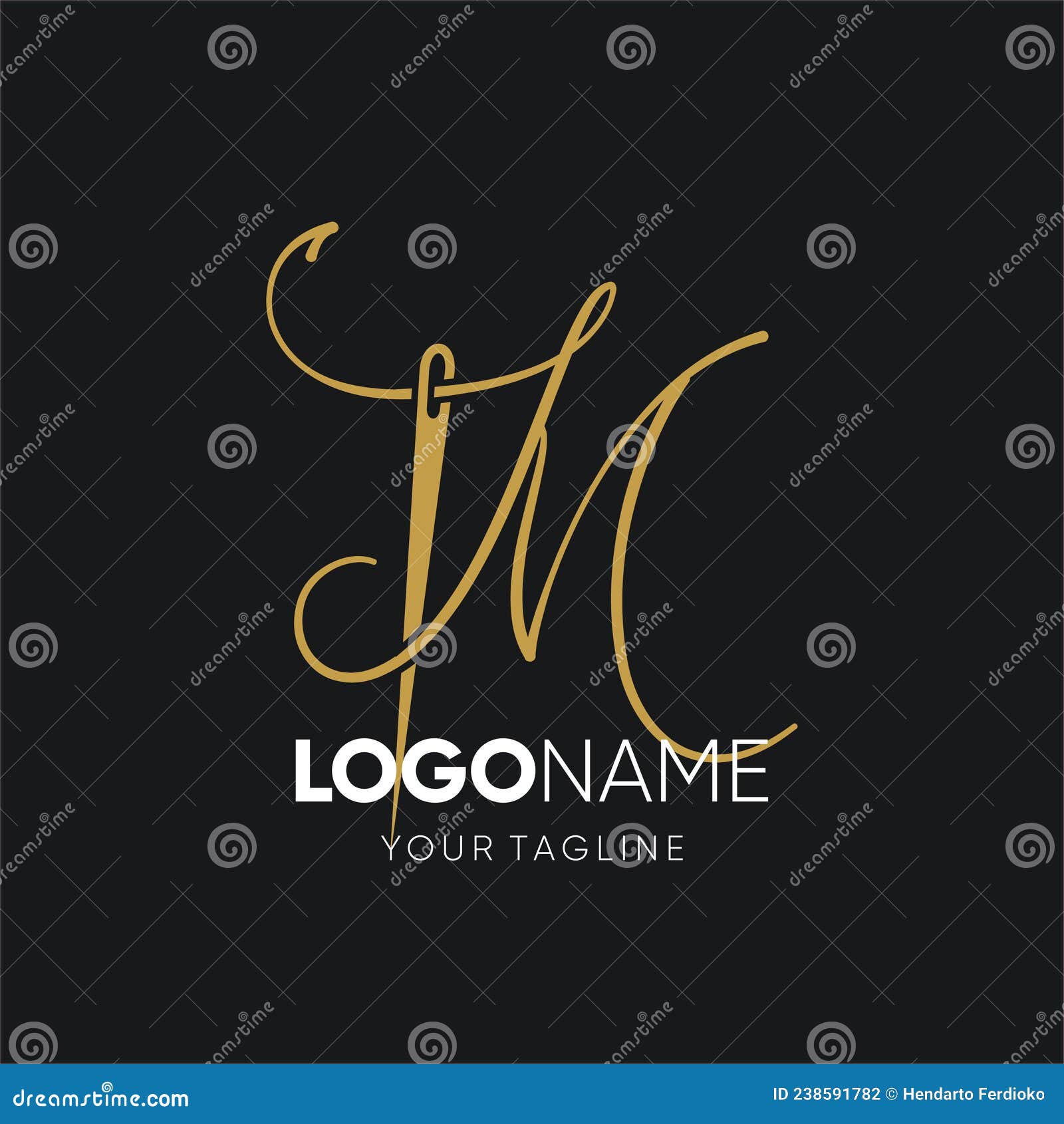 Letter M Sewing Needle Logo Design Vector Icon Graphic Stock Vector ...