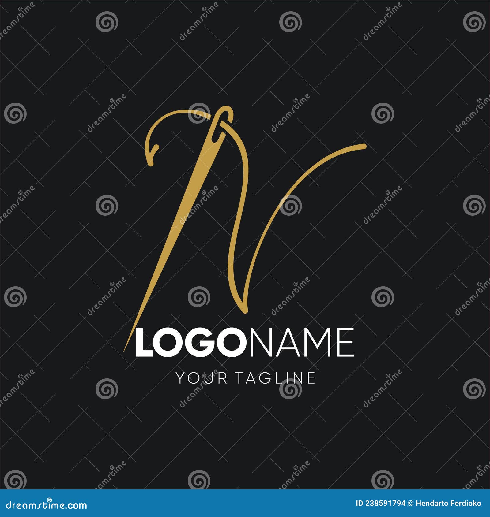Letter N Sewing Needle Logo Design Vector Icon Graphic Stock Vector ...