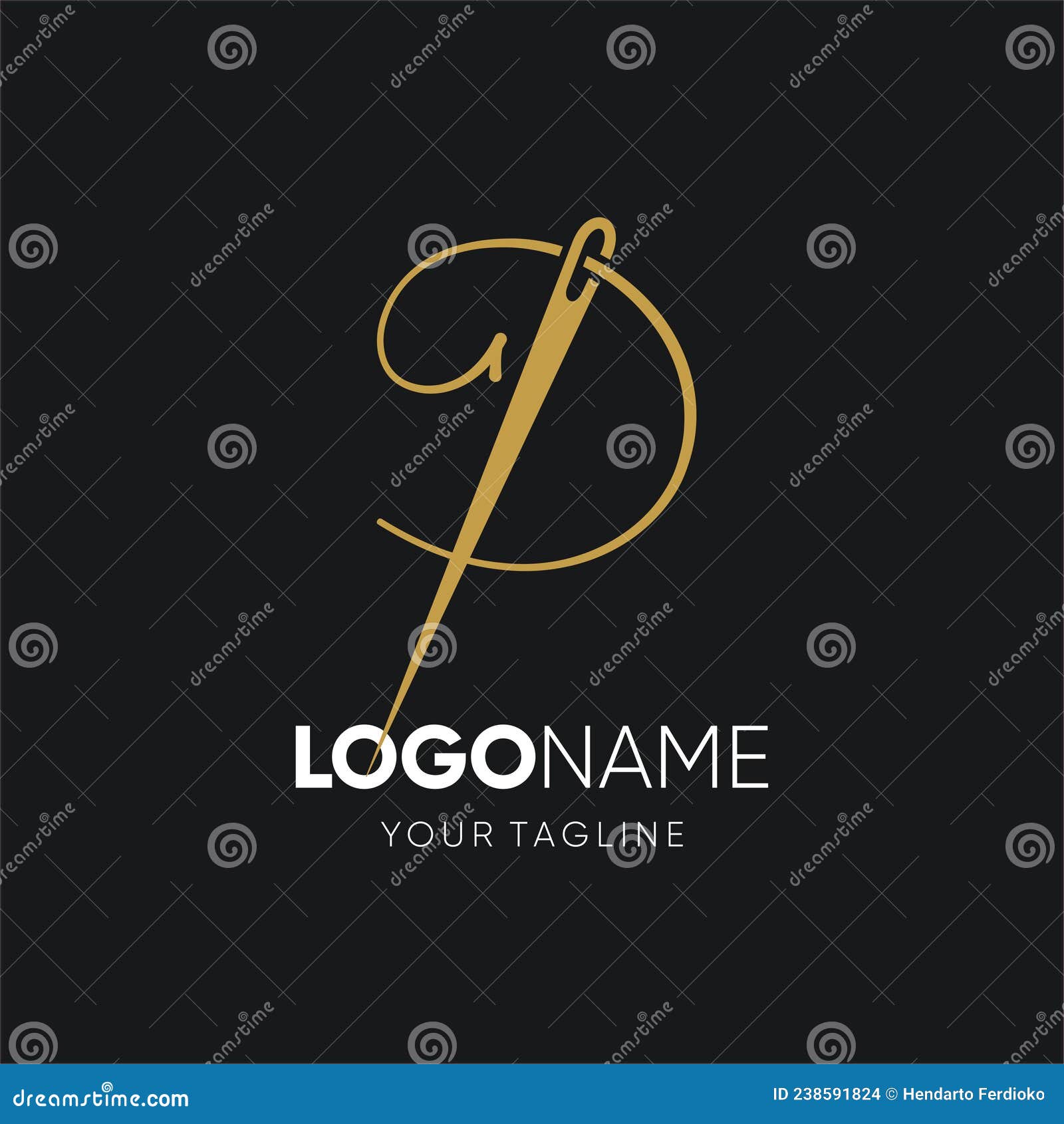 Letter P Sewing Needle Logo Design Vector Icon Graphic Stock Vector ...
