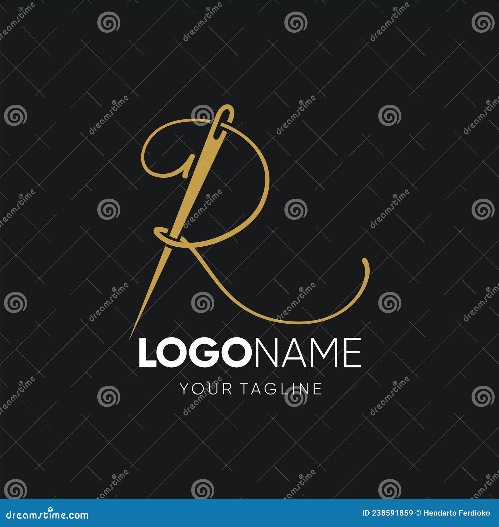Letter R Sewing Needle Logo Design Vector Icon Graphic Stock Vector ...