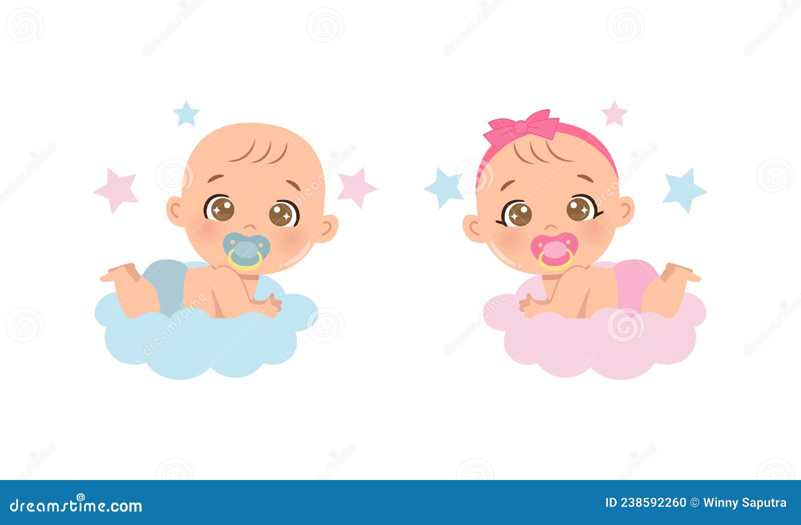 Cute Baby Boy and Girl Gender Reveal Clipart Stock Vector ...