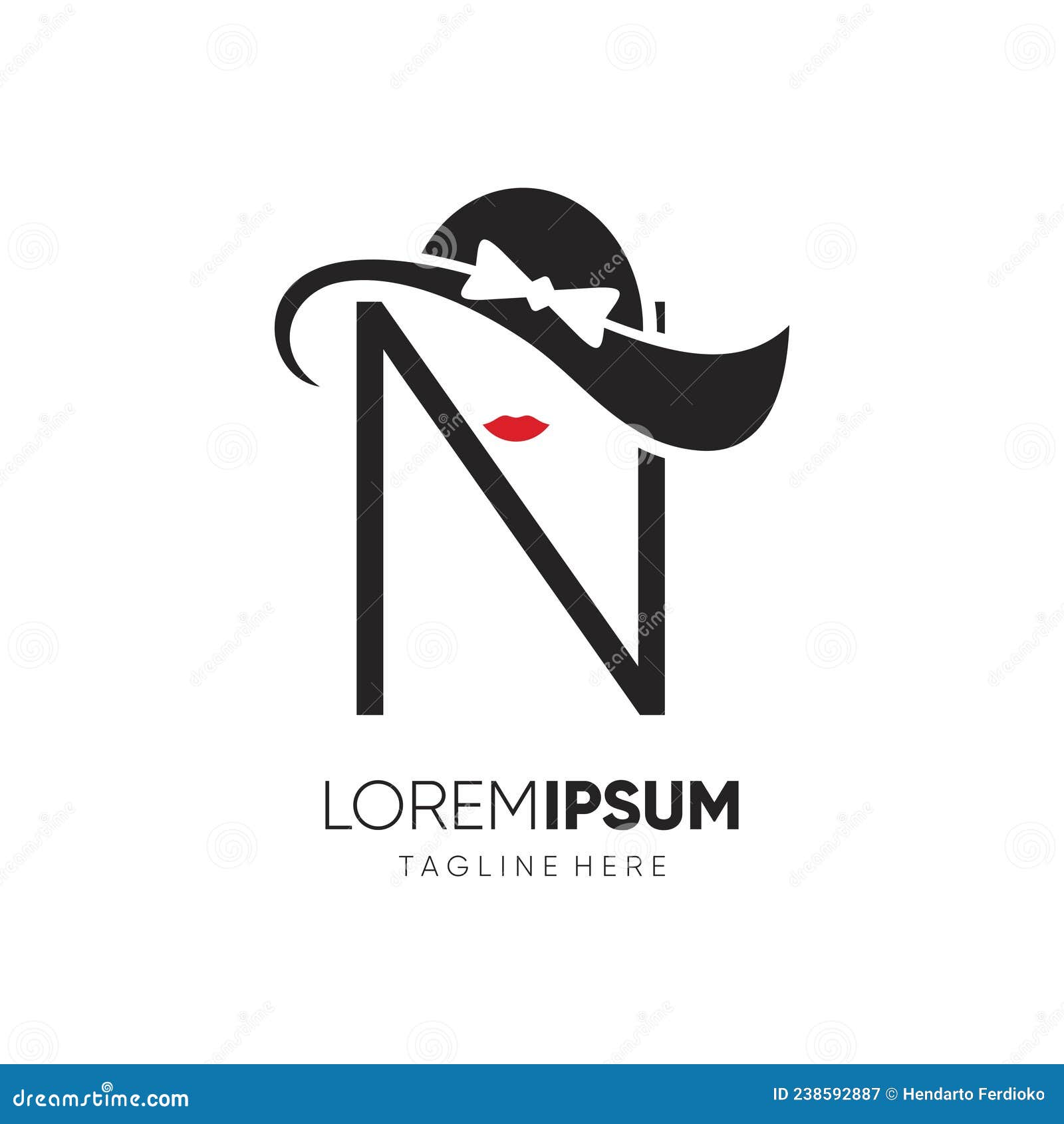 Letter N Beauty Woman Hat Logo Design Vector Icon Graphic Stock Vector ...