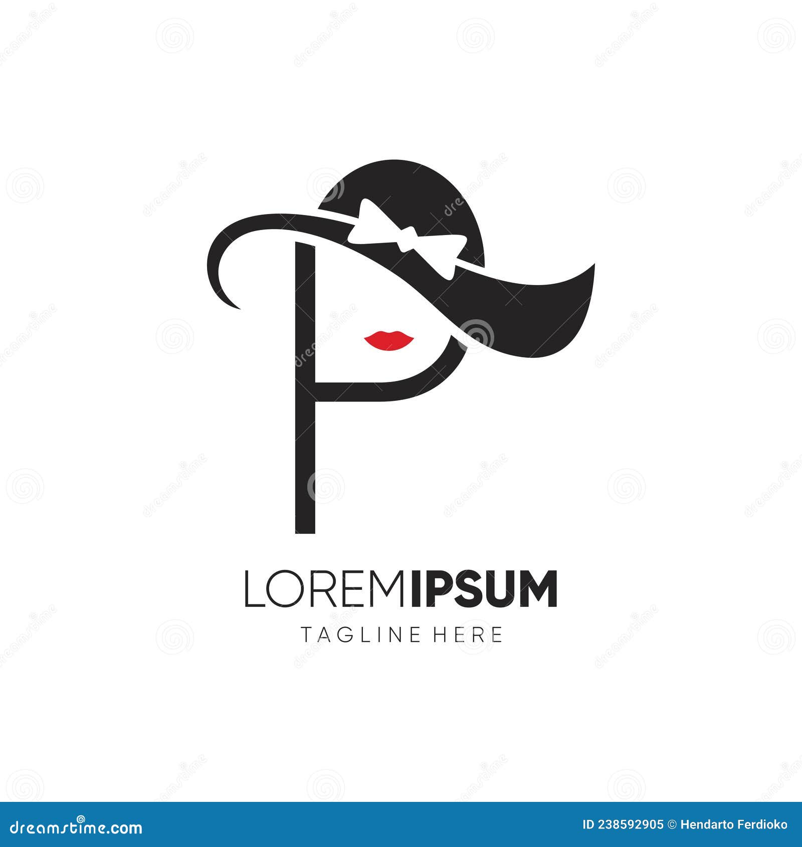 Letter P Beauty Woman Hat Logo Design Vector Icon Graphic Stock Vector ...