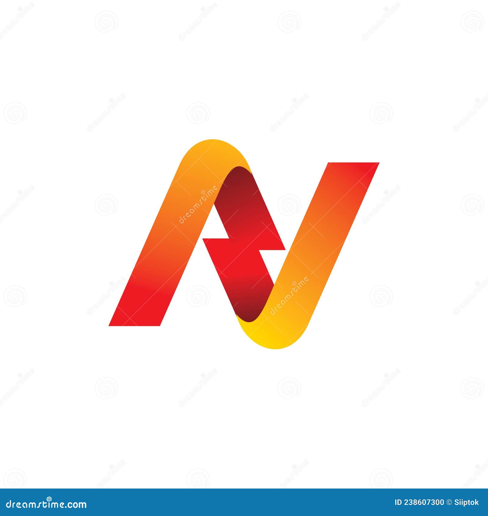 Initial N Letter Energy Lightning Logo Design Stock Vector ...