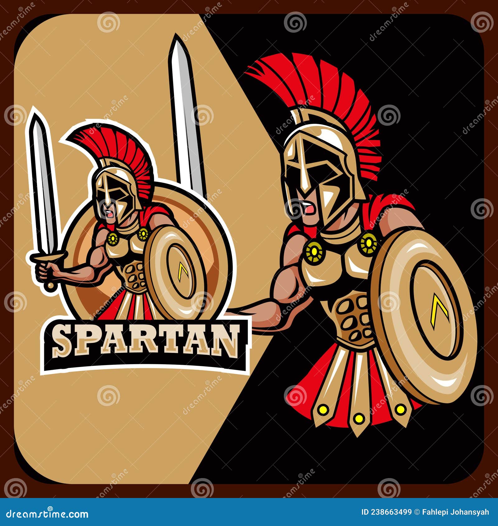 Cartoon Spartan Holding a Shield and Sword Stock Vector - Illustration ...