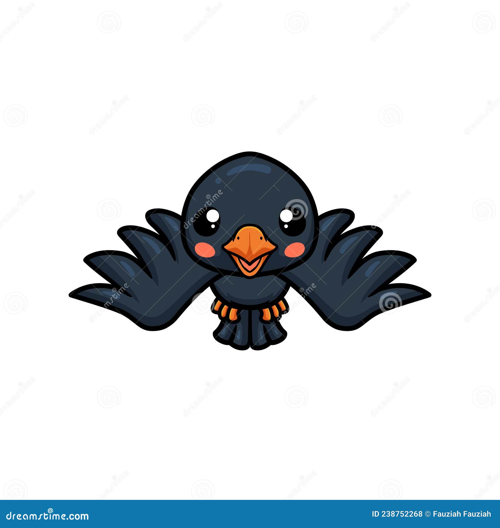 Cute Little Crow Cartoon Flying Stock Vector - Illustration of animal ...