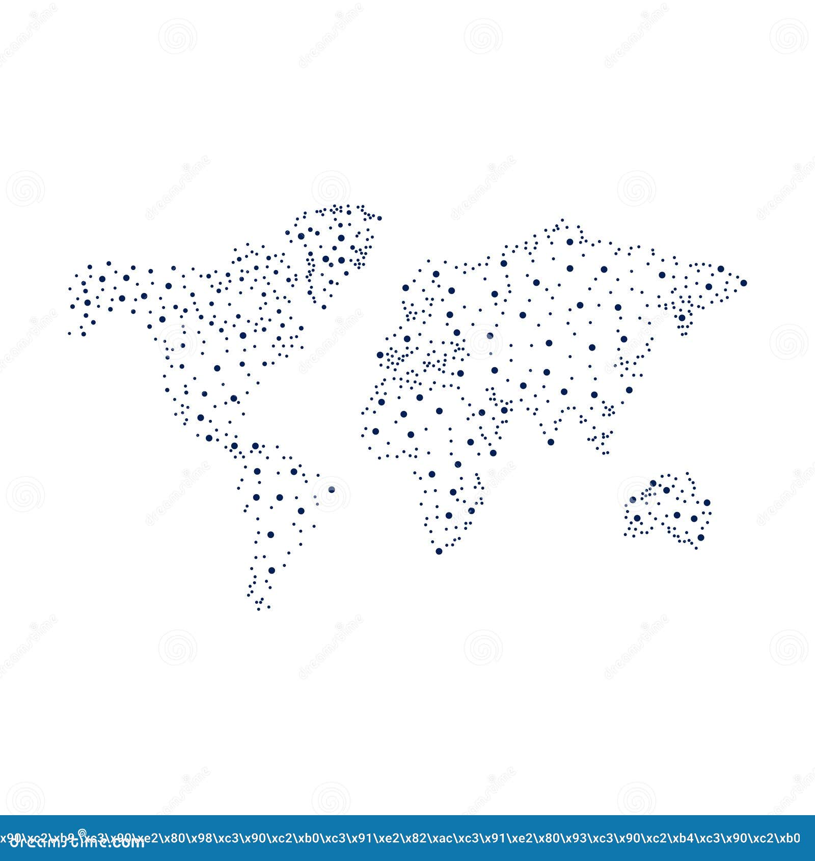 World Map with Dotted Shapes. Earth with Circles Abstract Illustration ...