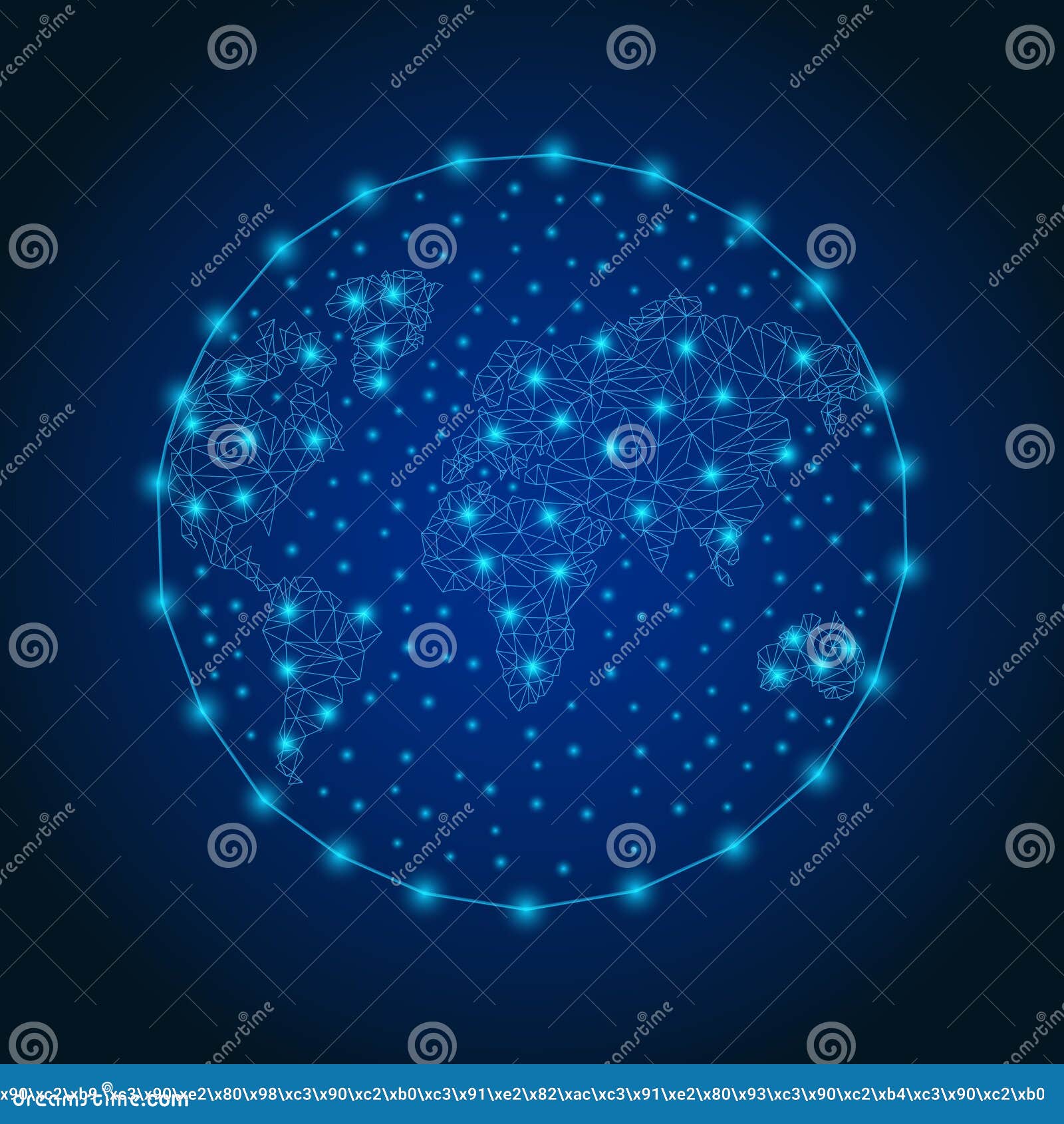 World Map with Lighting Dots. Abstract Polygonal Earth Map. Vector ...