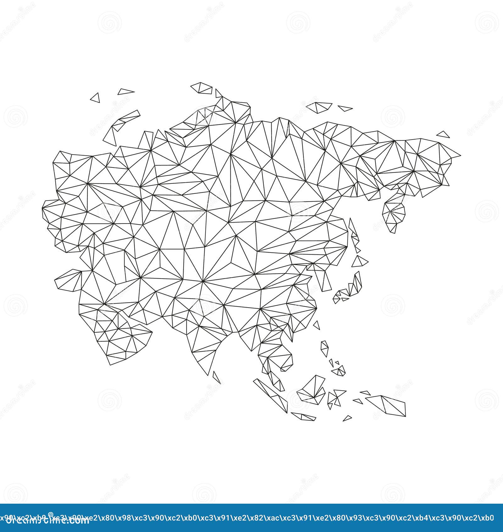 Asia Map with Triangular Shapes. World Map Linear Continent Stock ...