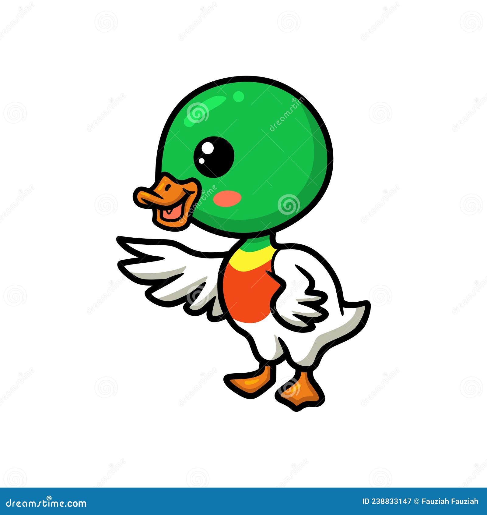 Cute Little Duck Cartoon Waving Hand Stock Vector - Illustration of ...