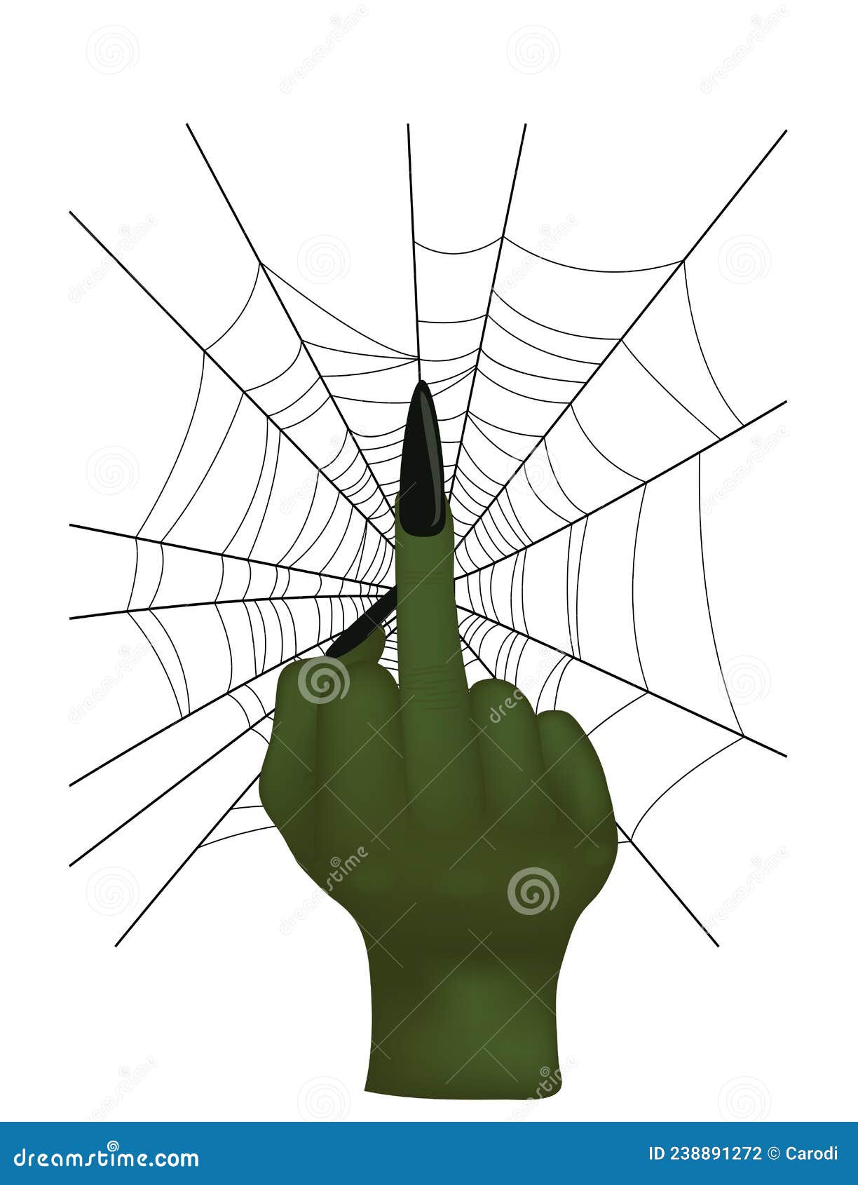 Female Witch Middle Finger Hand and Spider Web Stock Vector ...