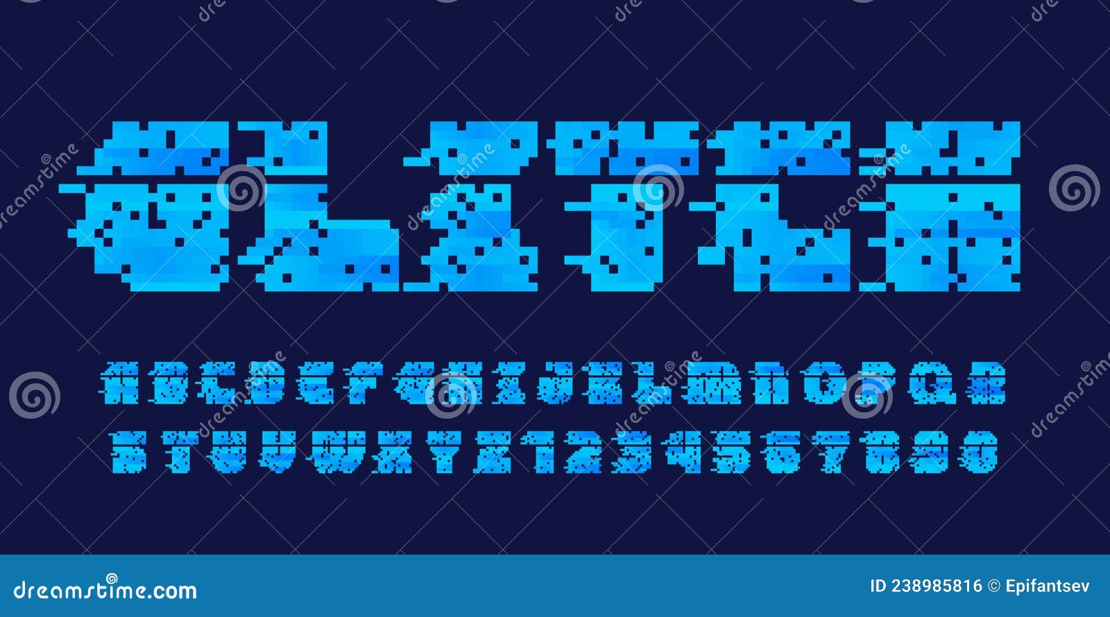 Glitch Alphabet Font. Distorted Pixel Letters and Numbers Stock Vector ...