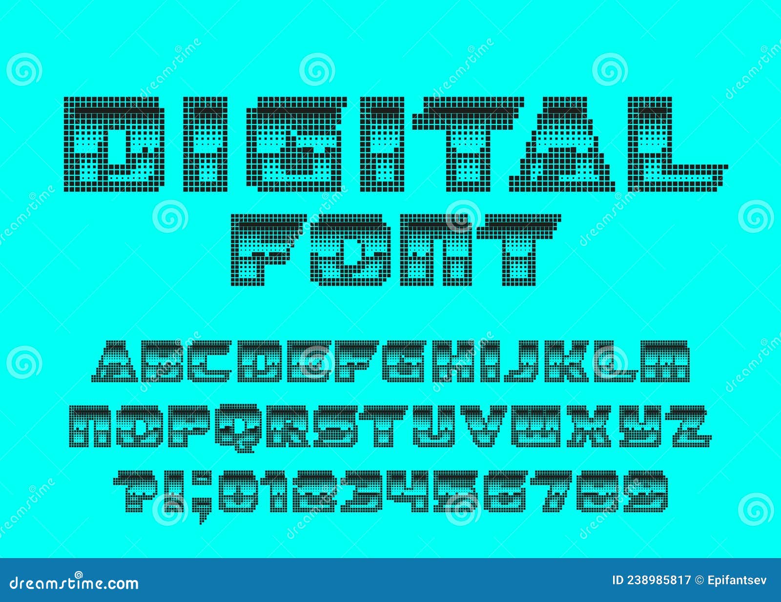 Digital Alphabet Font. Pixel Letters and Numbers Stock Vector ...