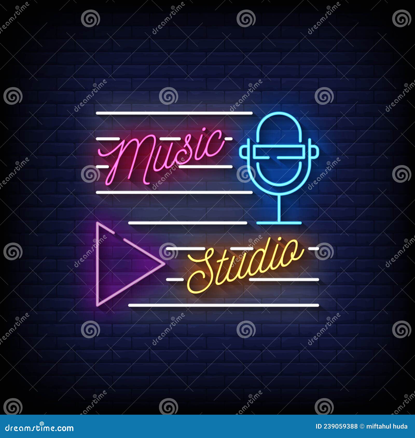 Music Studio Neon Signs Style Text Vector Stock Vector - Illustration ...
