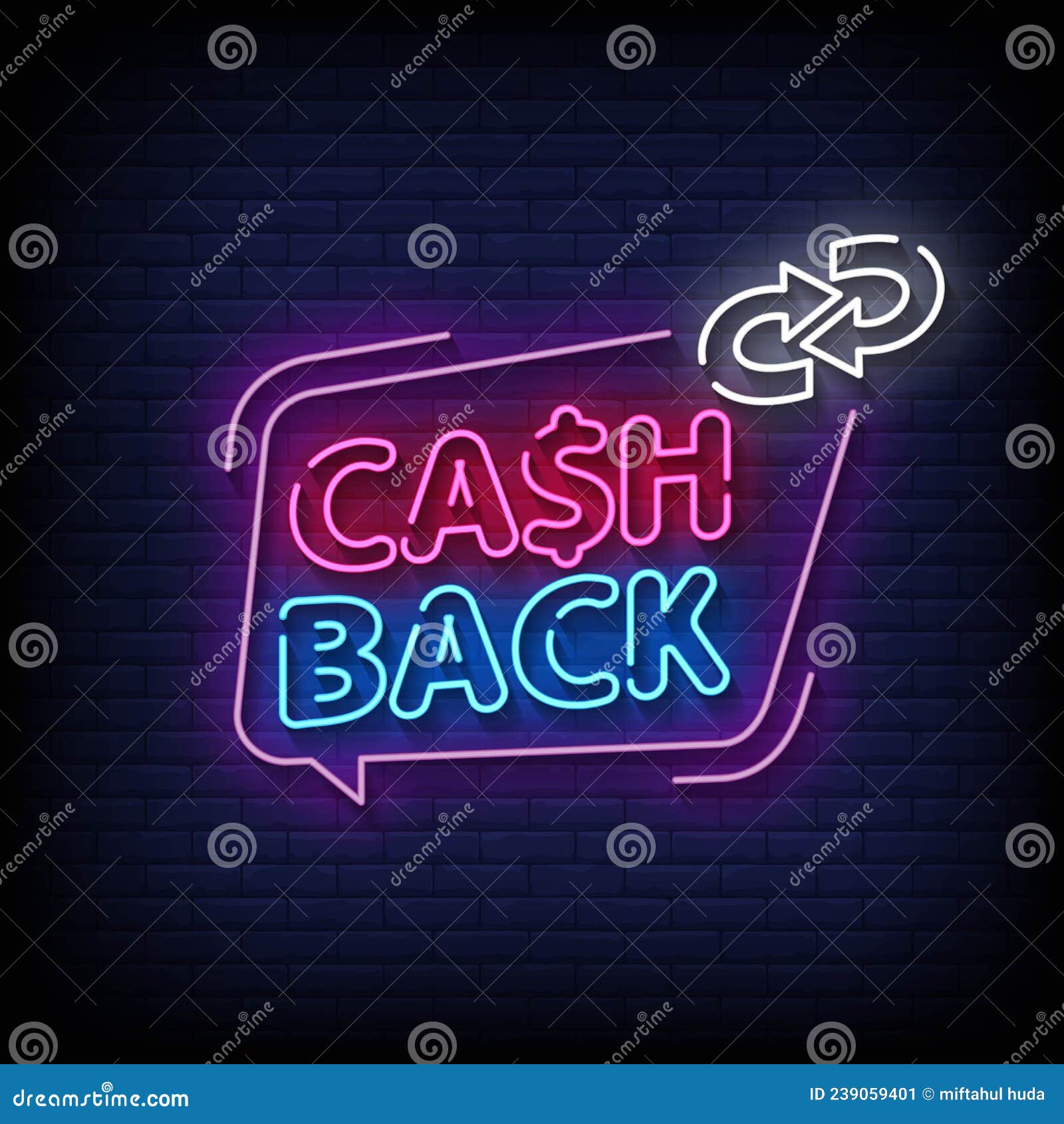Cash Back Neon Signs Style Text Vector Stock Vector - Illustration of ...