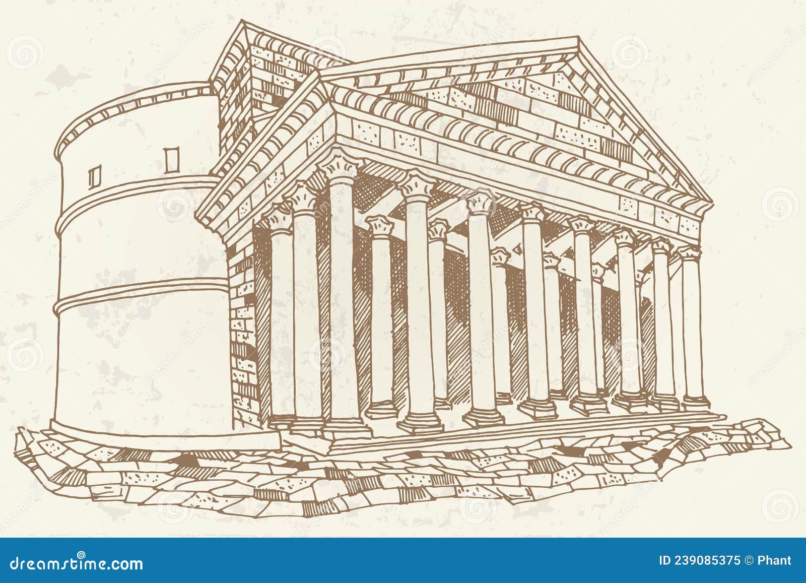 Vector Sketch of Pantheon. Rome. Italy Stock Vector - Illustration of ...