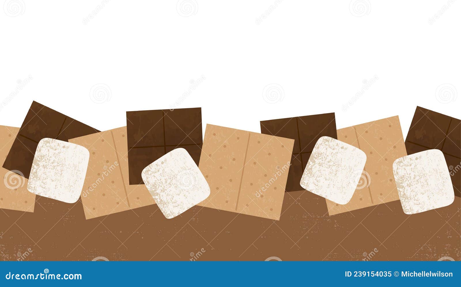 Grahams, Chocolate, And Marshmallows Background Cartoon Vector ...