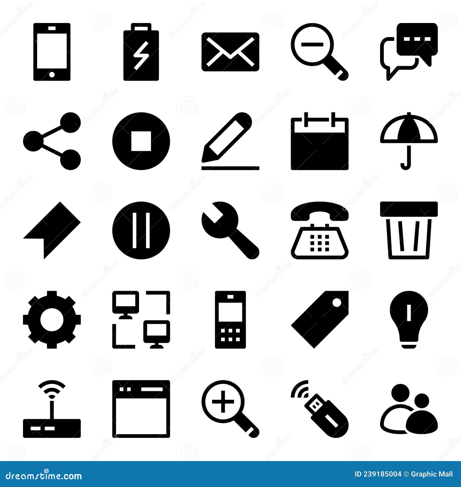 Glyph icons for internet. stock vector. Illustration of call - 239185004