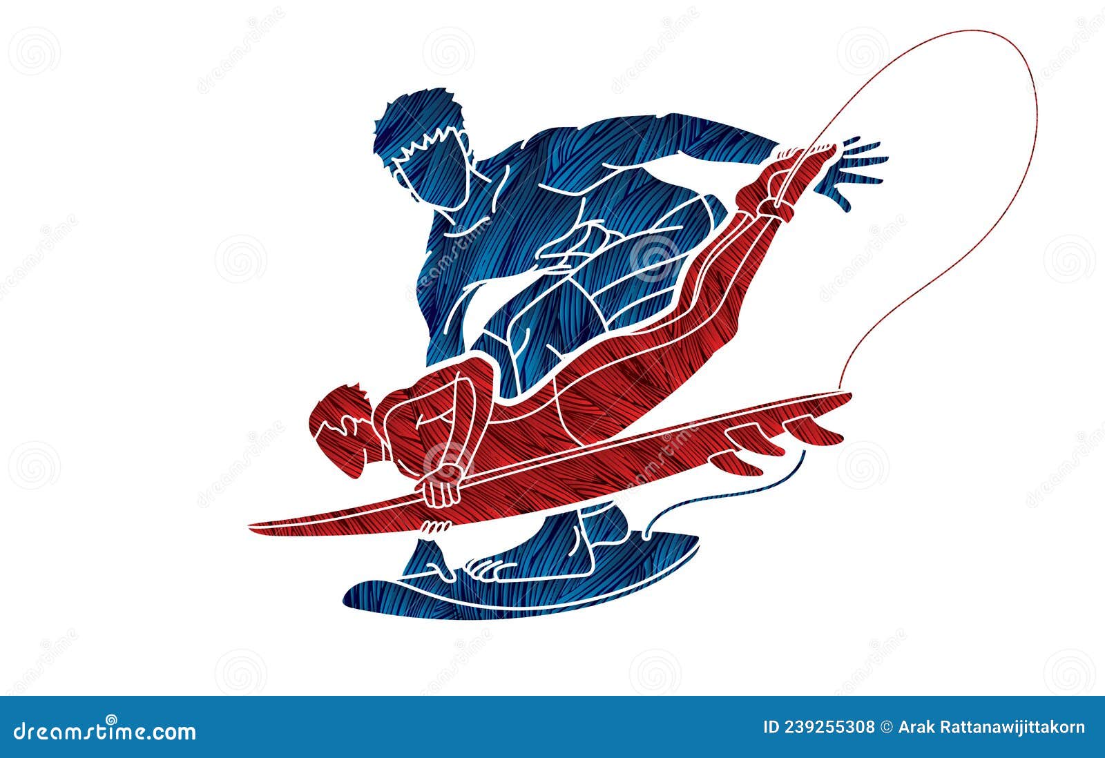 Surfer Action Surfing Sport Players Cartoon Graphic Vector Stock Vector ...