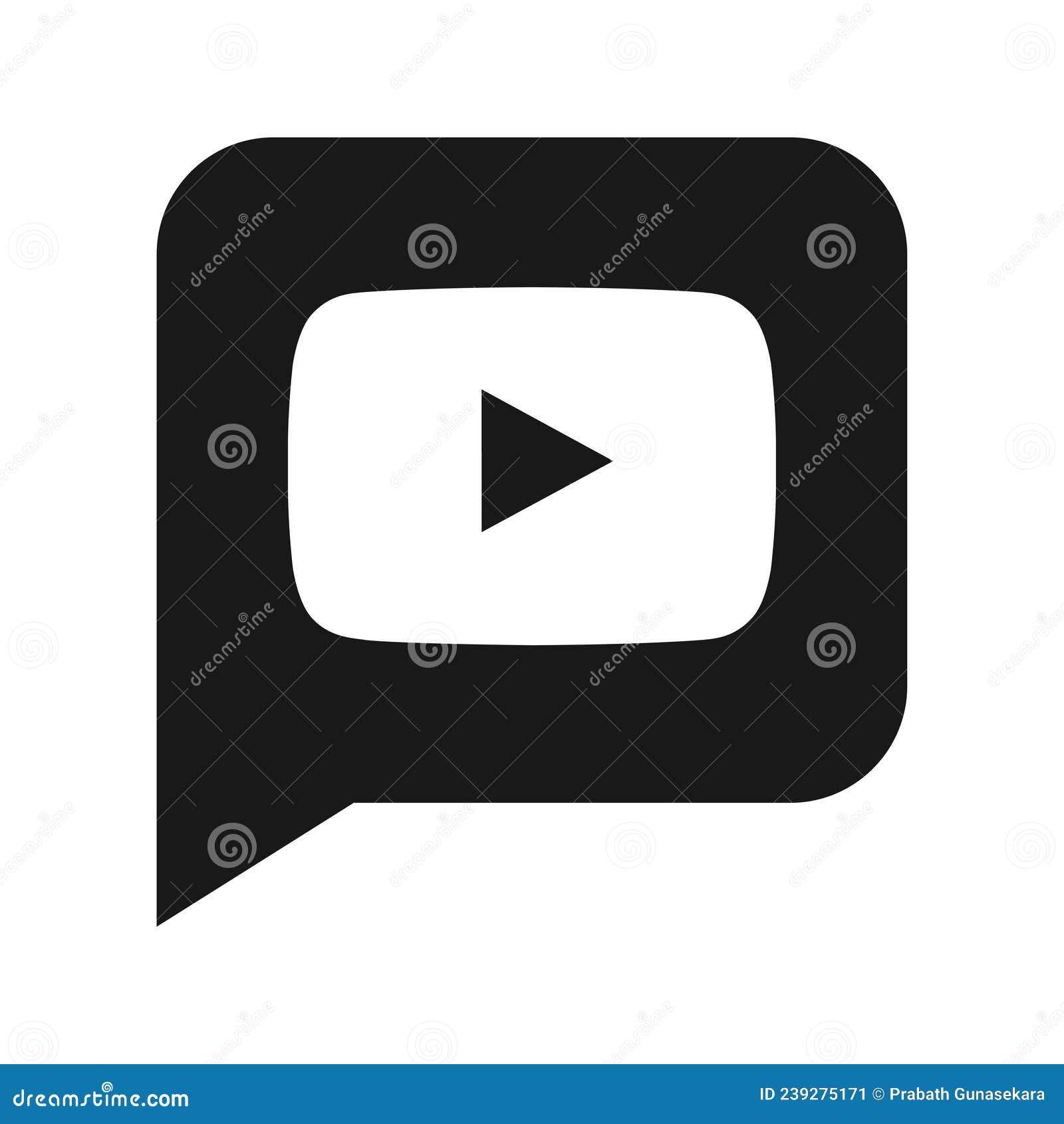Black Message Youtube Logo Icon Vector Illustration | CartoonDealer.com ...