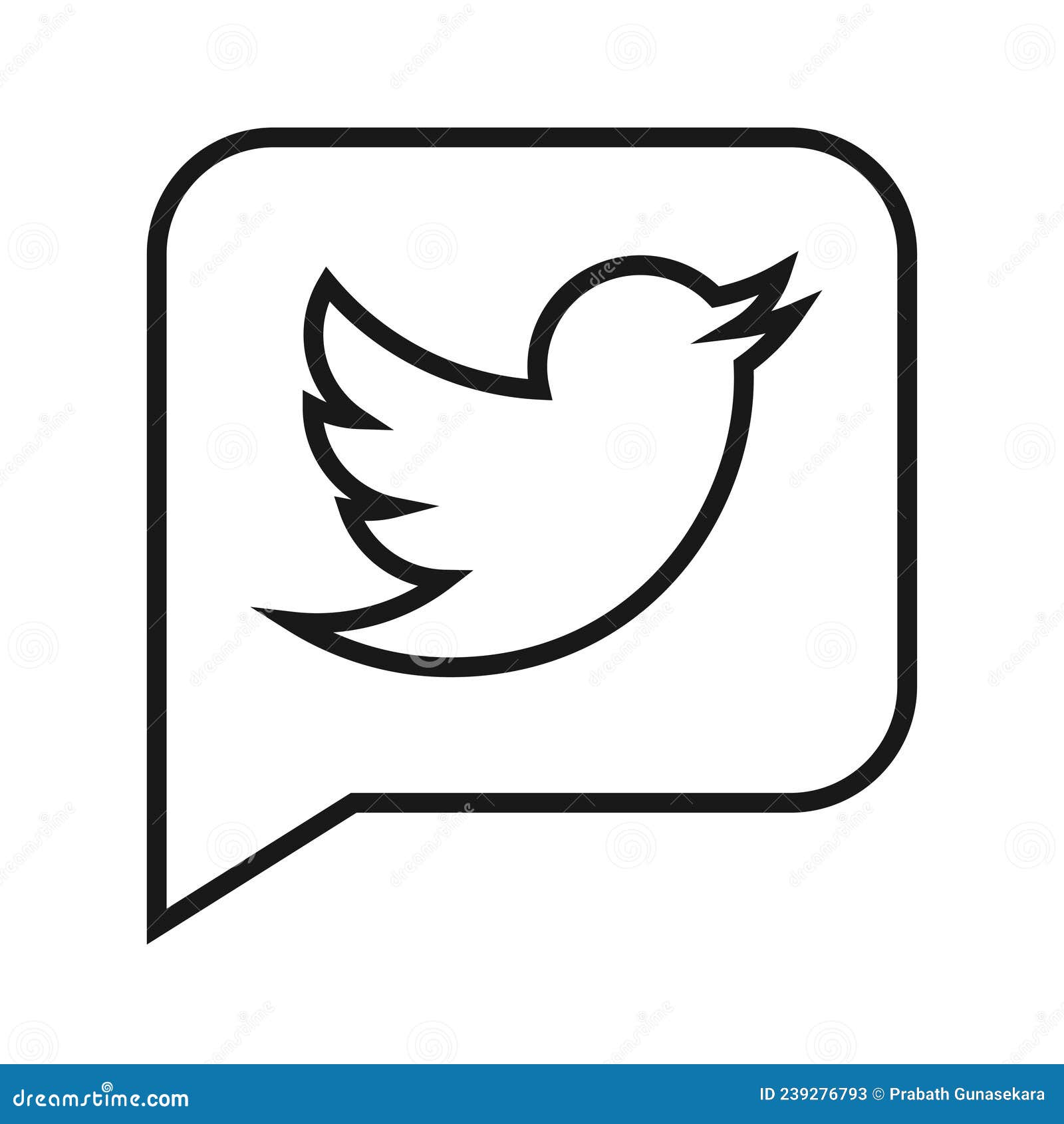 Squared Black Sharp Edged Twitter Logo Icon Stock Vector - Illustration ...