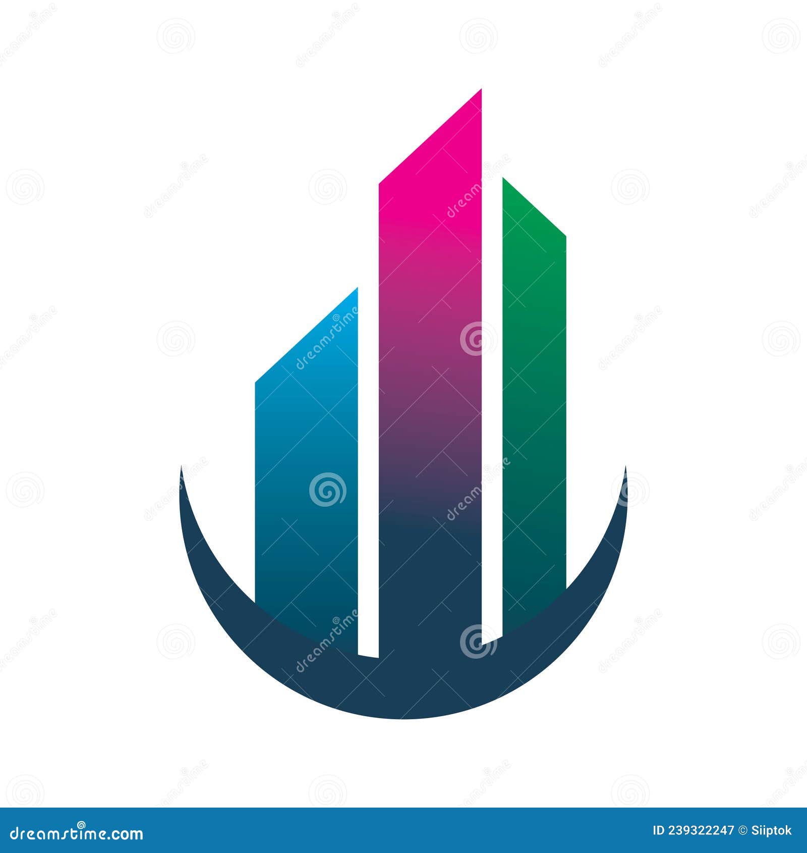 Full Color Tower Building Chart Logo Design Stock Vector - Illustration ...