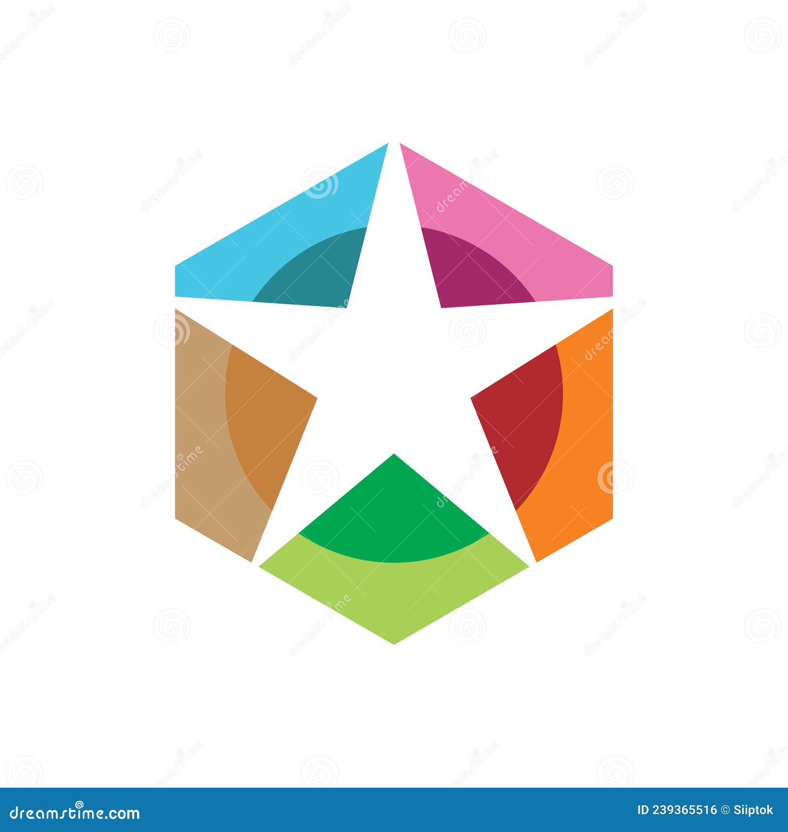 Hexagon Full Color Star Shape Logo Design Stock Vector - Illustration ...