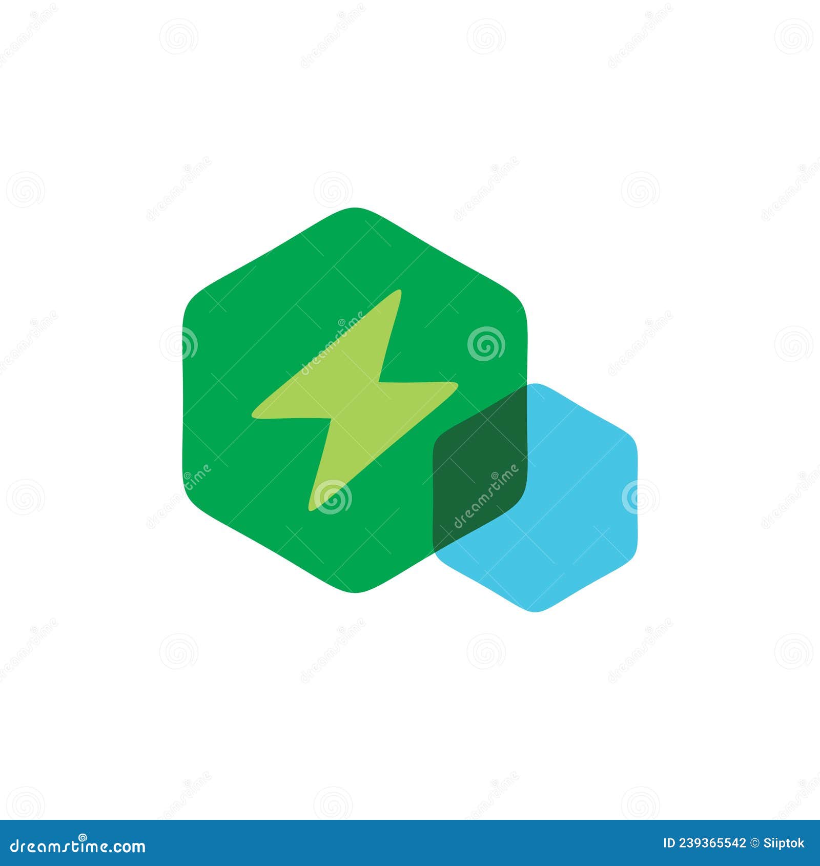 Green Lightning Hexagon Full Color Logo Design Stock Vector ...