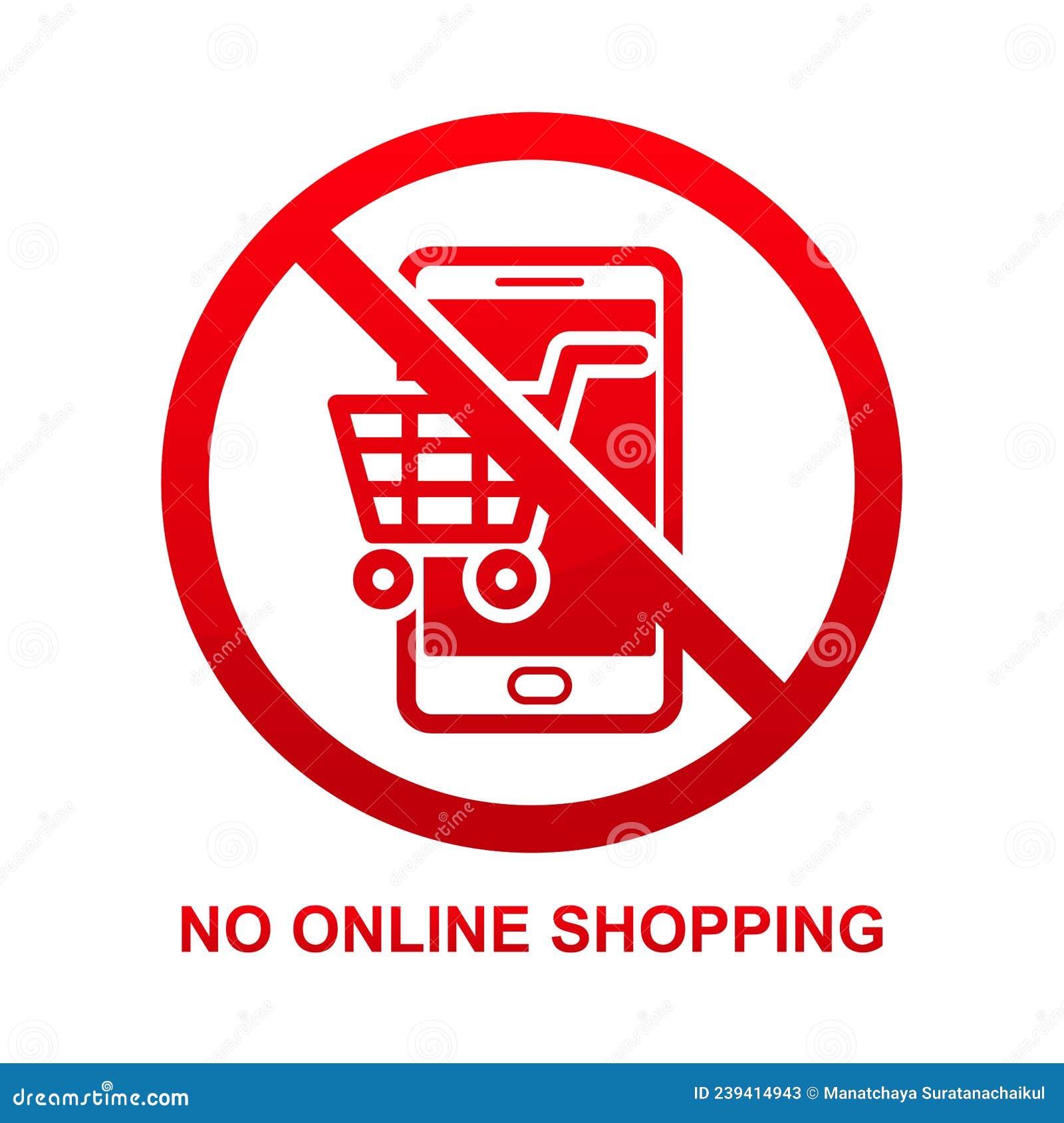 No Online Shopping Sign Isolated on White Background Stock Vector ...
