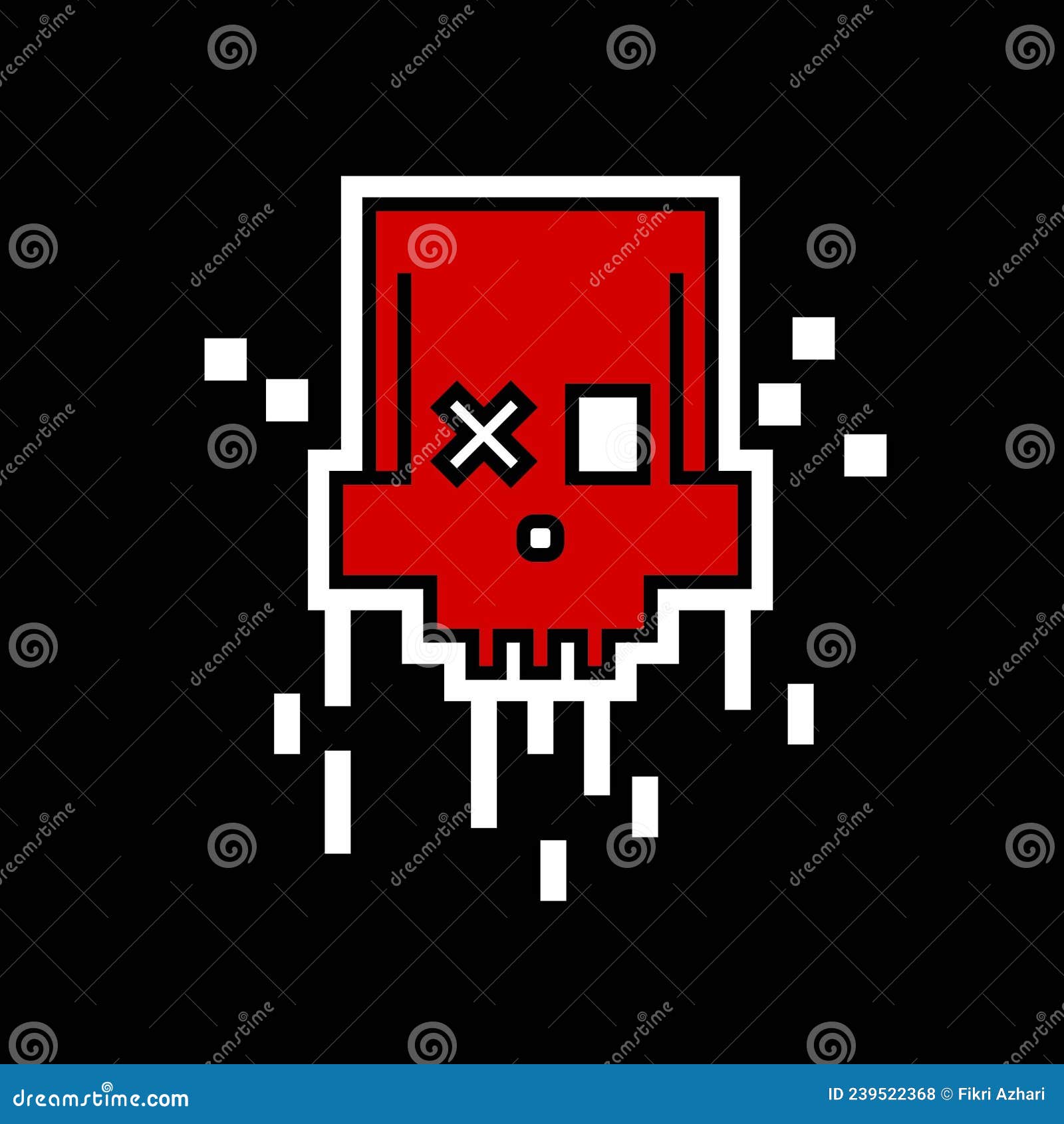 Pixelated Red Skull Head stock vector. Illustration of shirt - 239522368