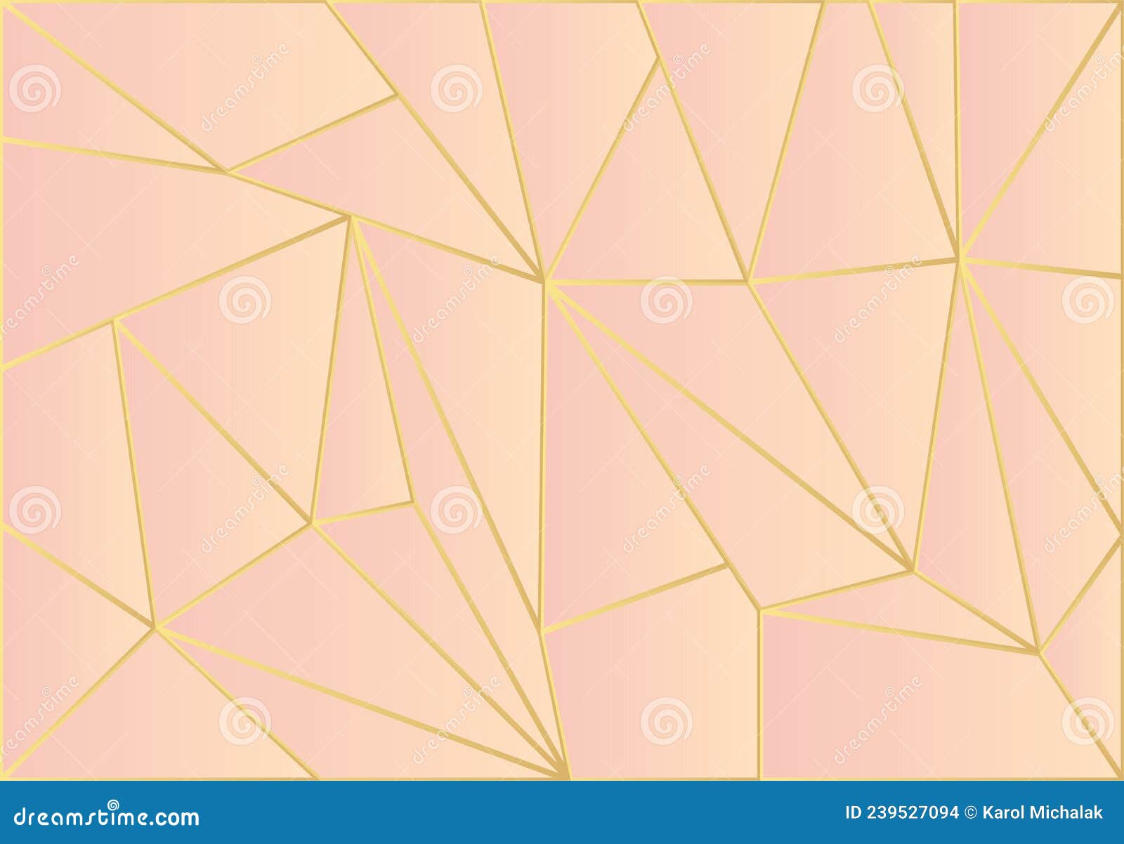 Illustration, Geometric Background, Shades of Pink and Gold Line ...