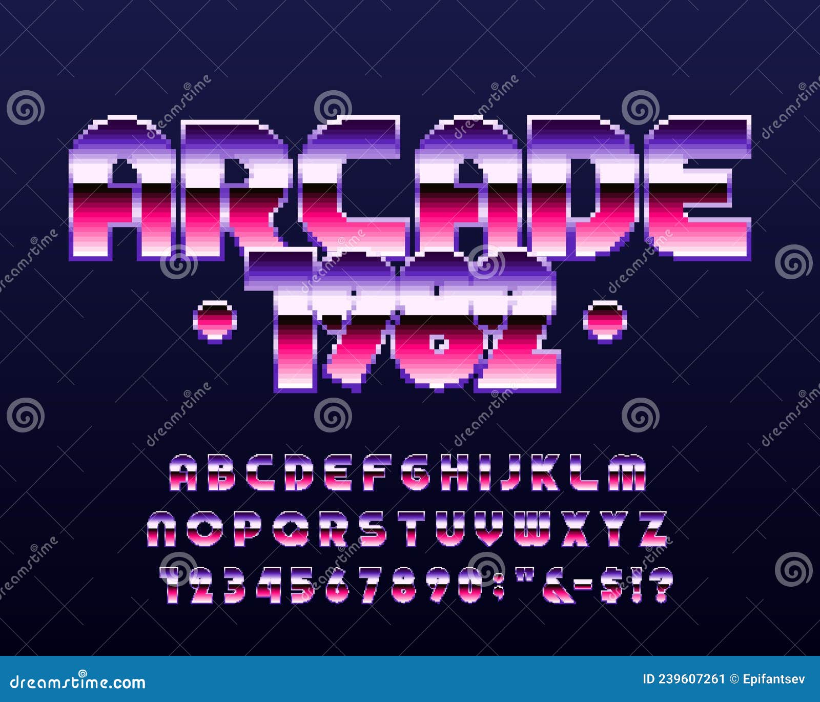 Arcade 1982 Alphabet Font. Digital Letters And Numbers. Vector ...