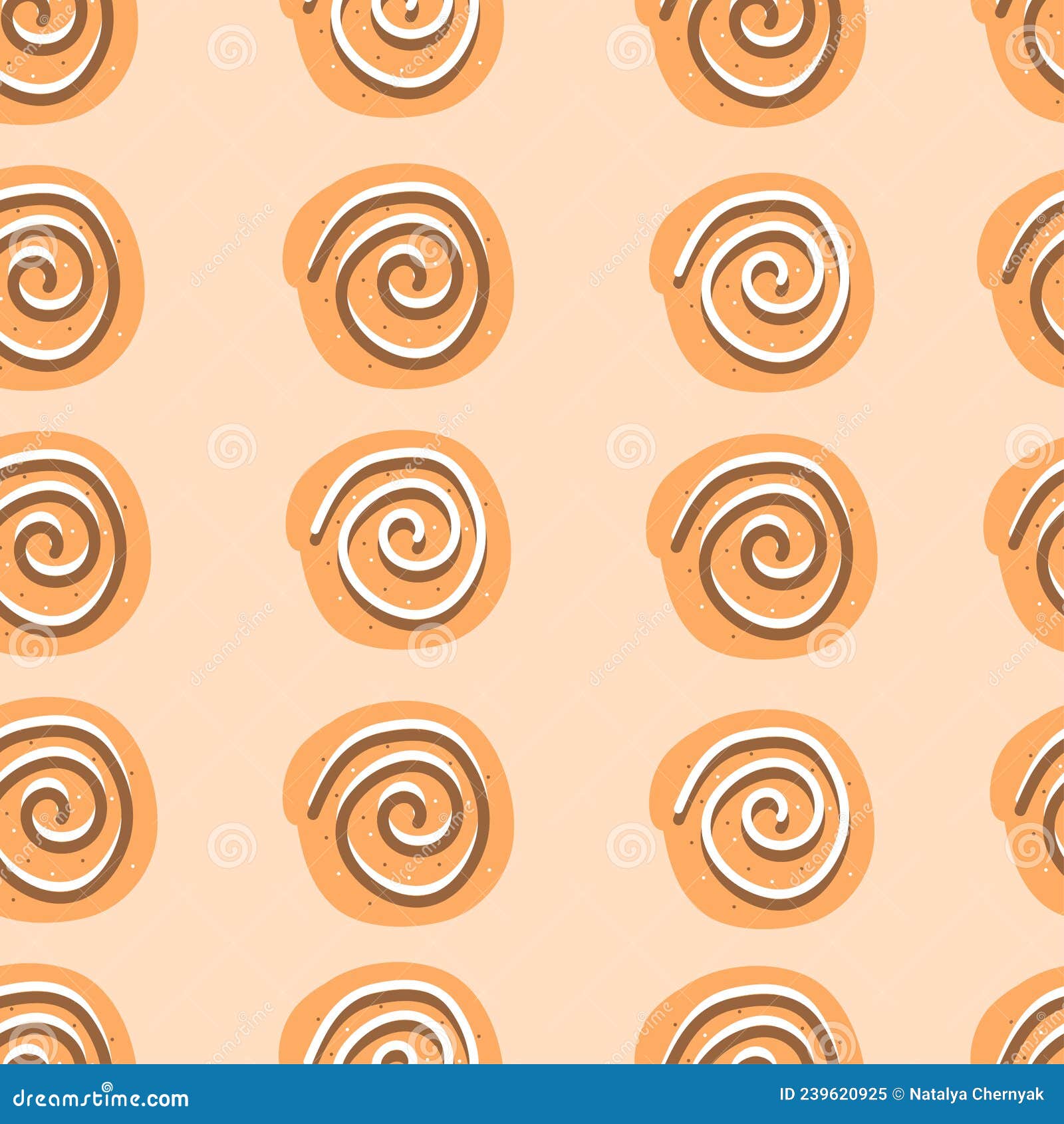Cinnamon Bun Seamless Pattern. Sweet Roll with Sugar Glaze and ...
