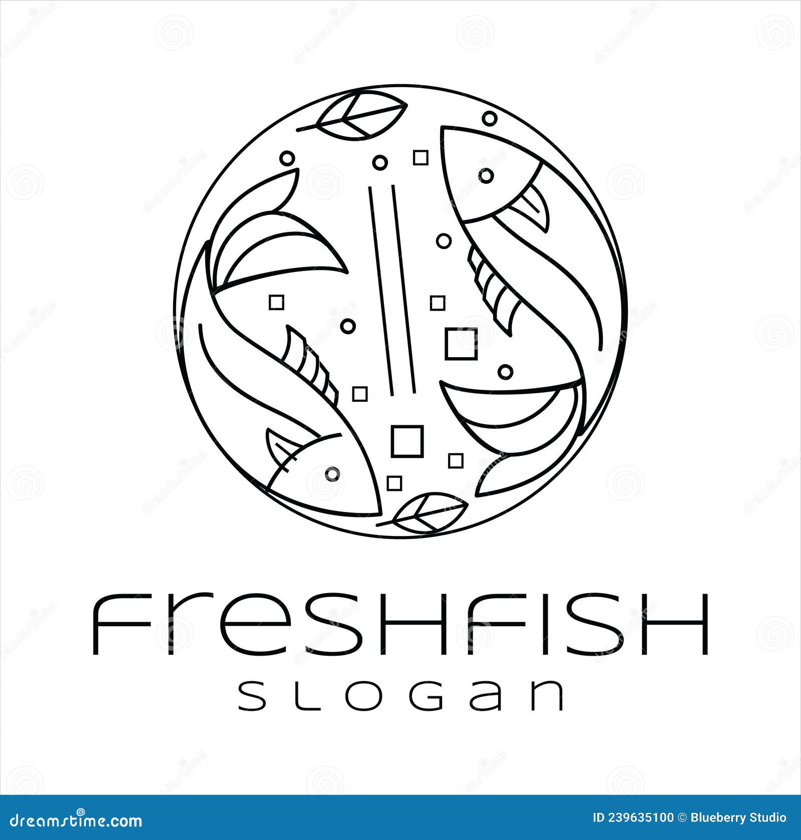 Creative Unique Twin Double Fish Logo Line Art Template. Simple Fish ...
