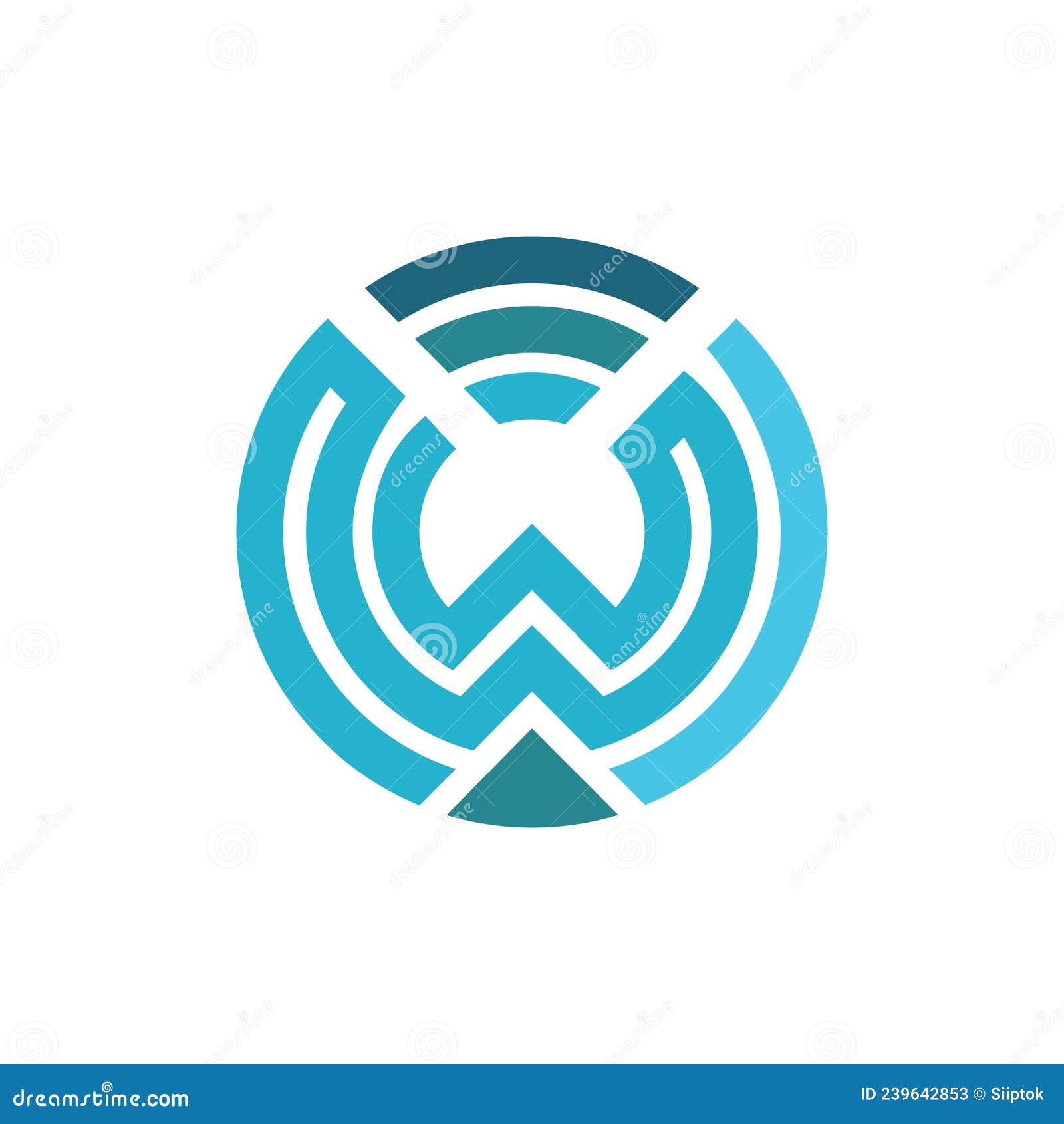 Circle Blue Color Line Initial W Letter Logo Design Stock Vector ...