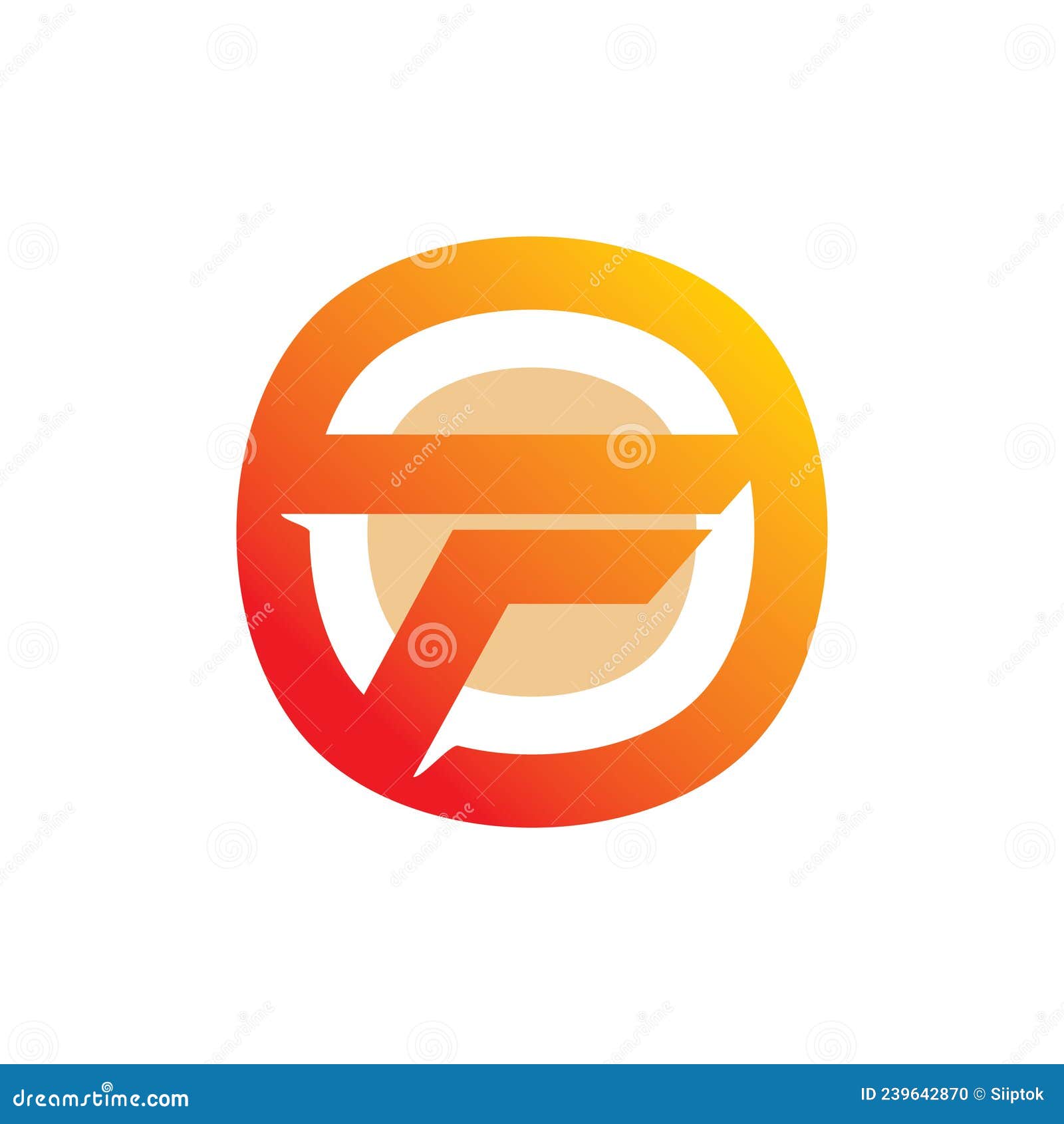 Circle Initial F Letter Color Line Logo Daesign Stock Vector ...