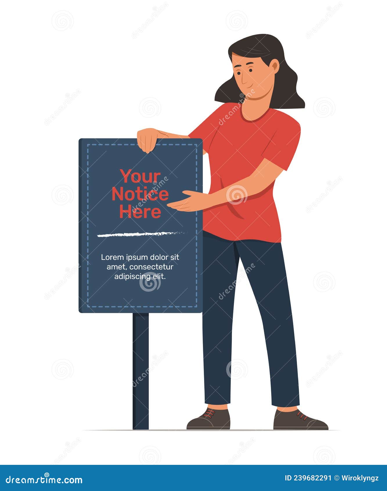 Woman Holding a Notice Board. Stock Vector - Illustration of character ...