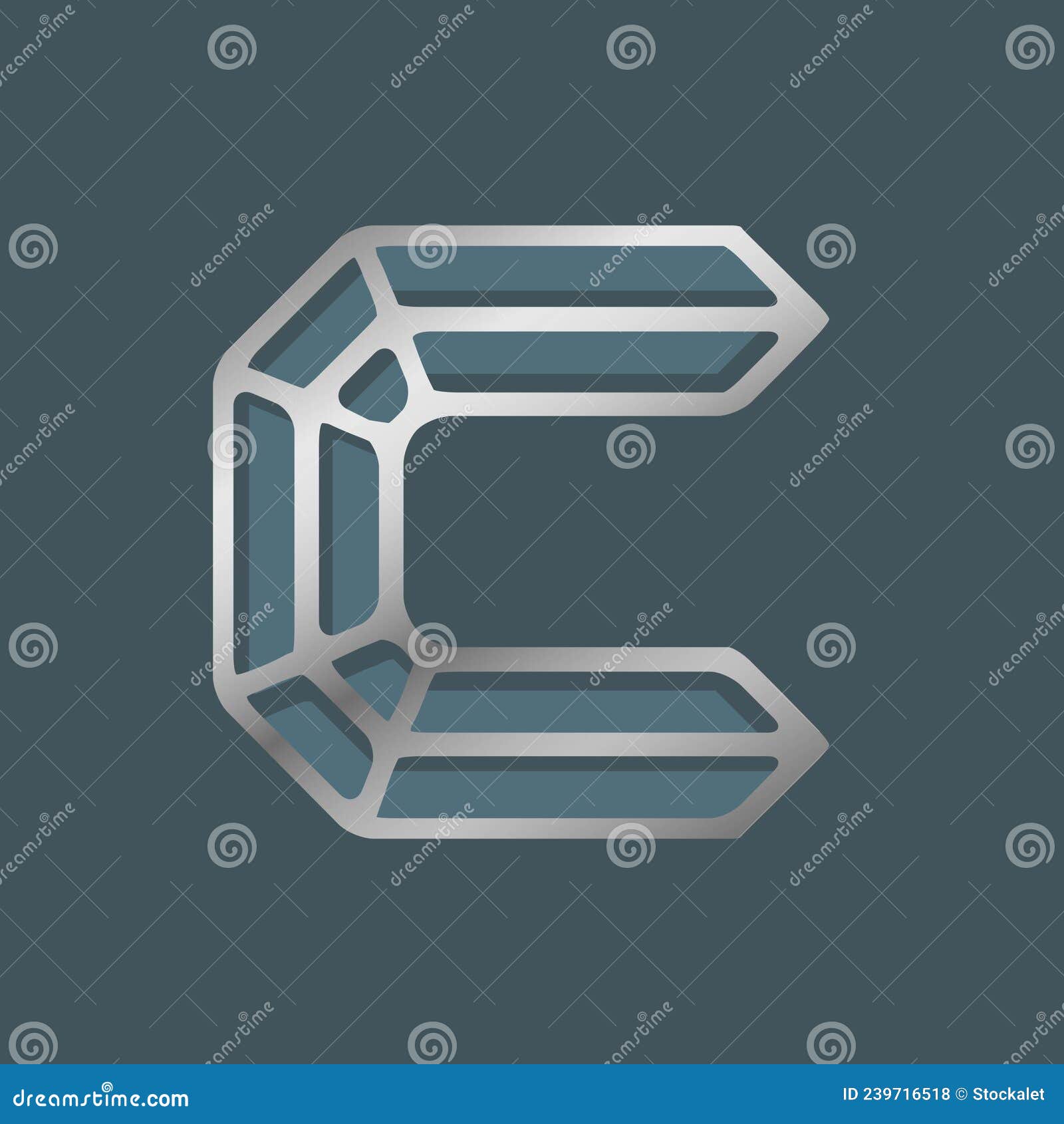 Letter C Logo. Geometric, 3d Alphabet Initial. Stock Vector ...
