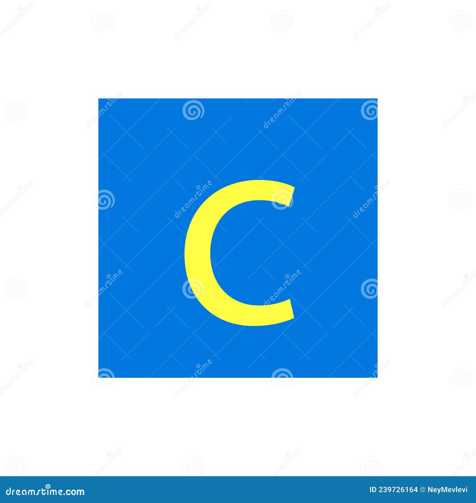Letter C in blue color box stock vector. Illustration of gear - 239726164